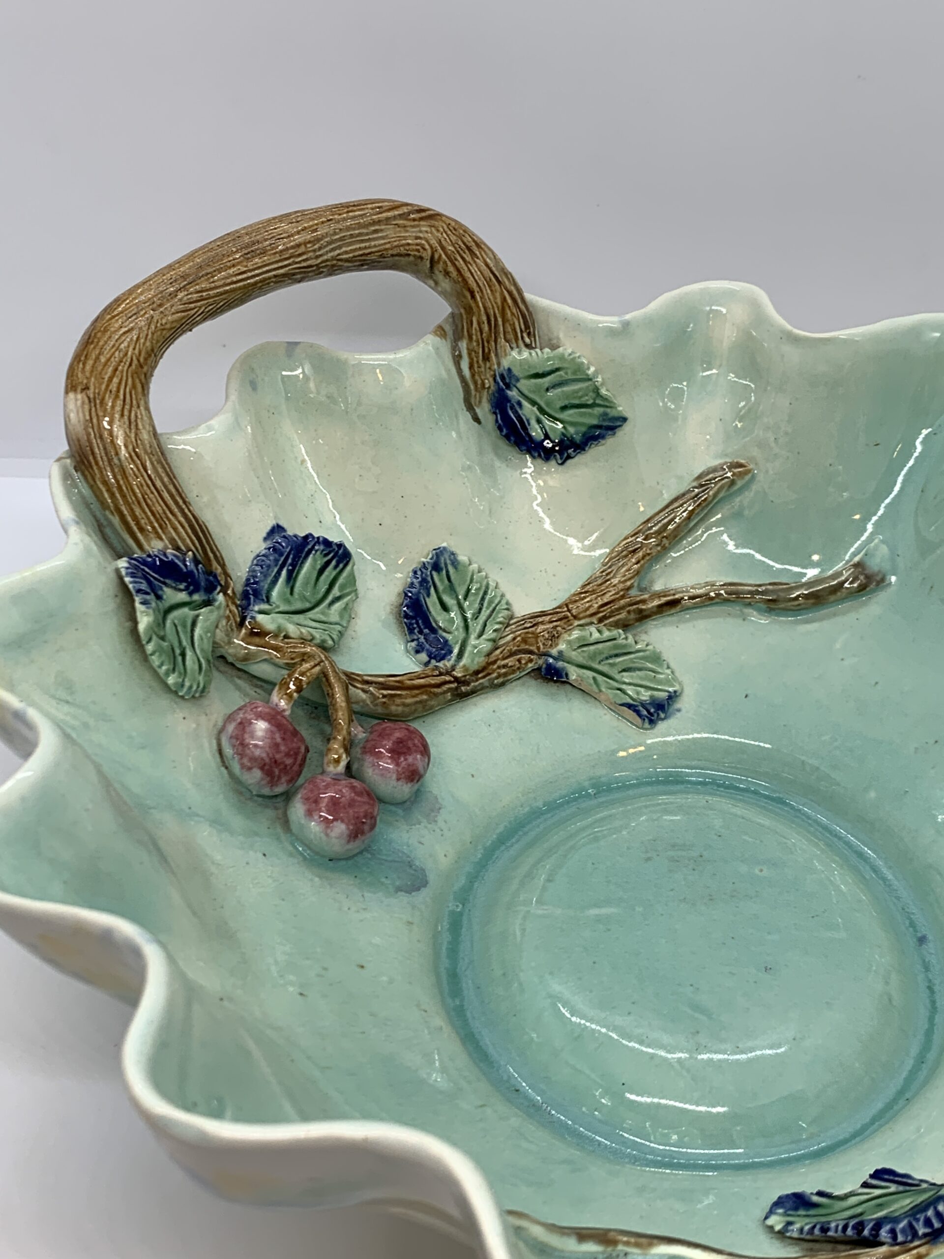 Delamere Art Australian Pottery Grapevine And Branch Handled Ruffled
