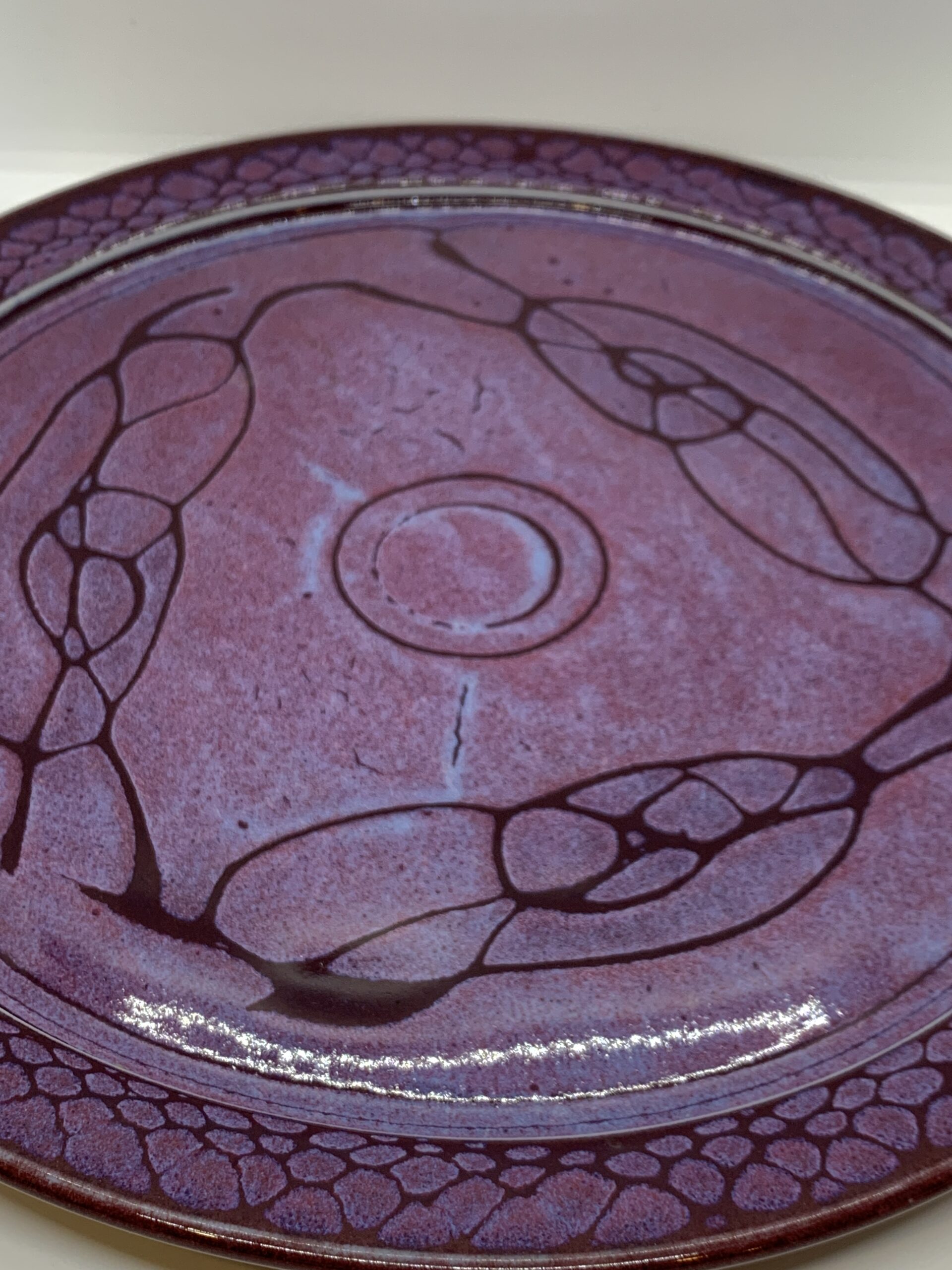 Paul Wheeler Round Purple Australian Pottery Plate 35cm (unmarked ...