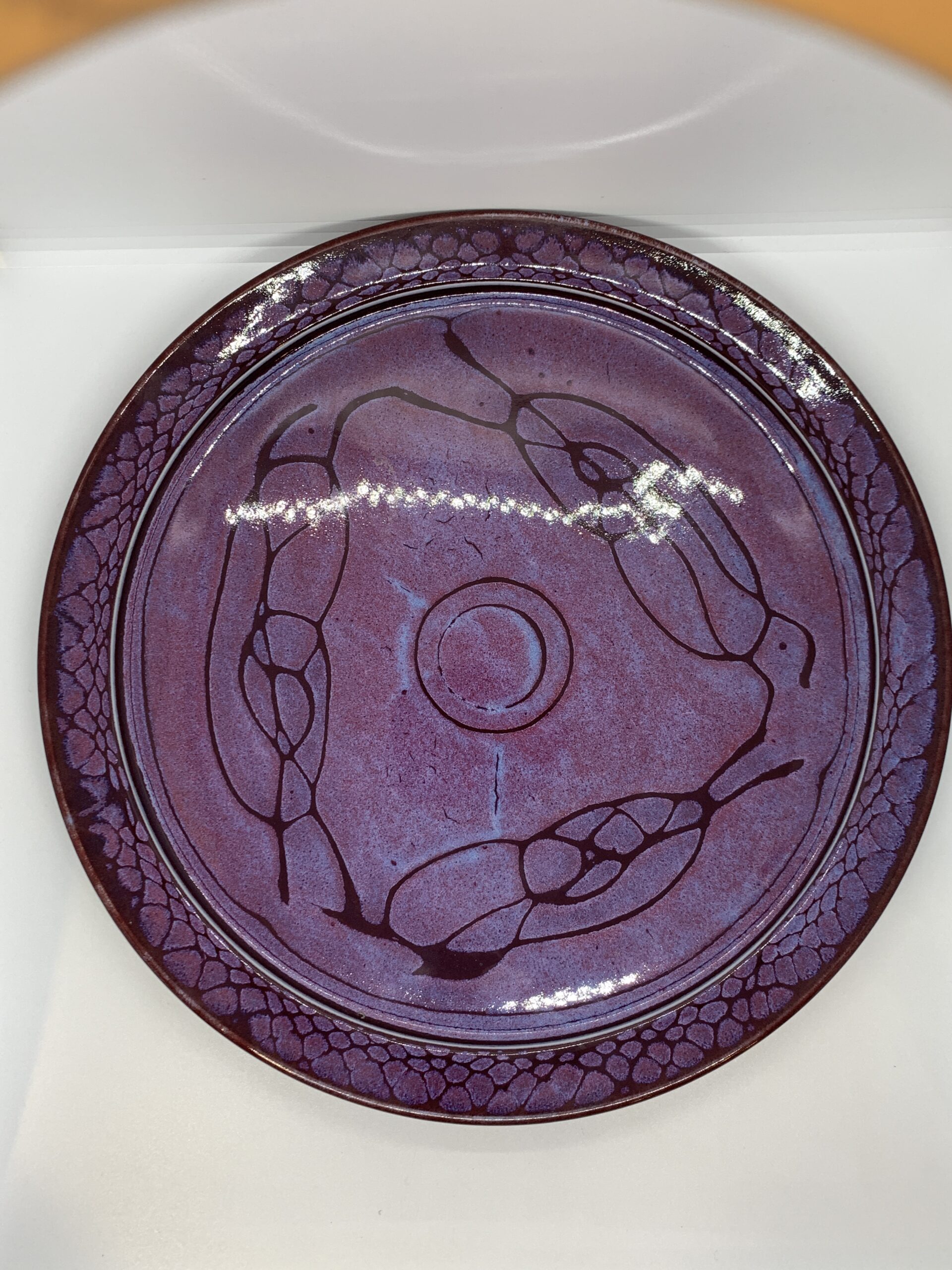 Paul Wheeler Round Purple Australian Pottery Plate 35cm (unmarked ...