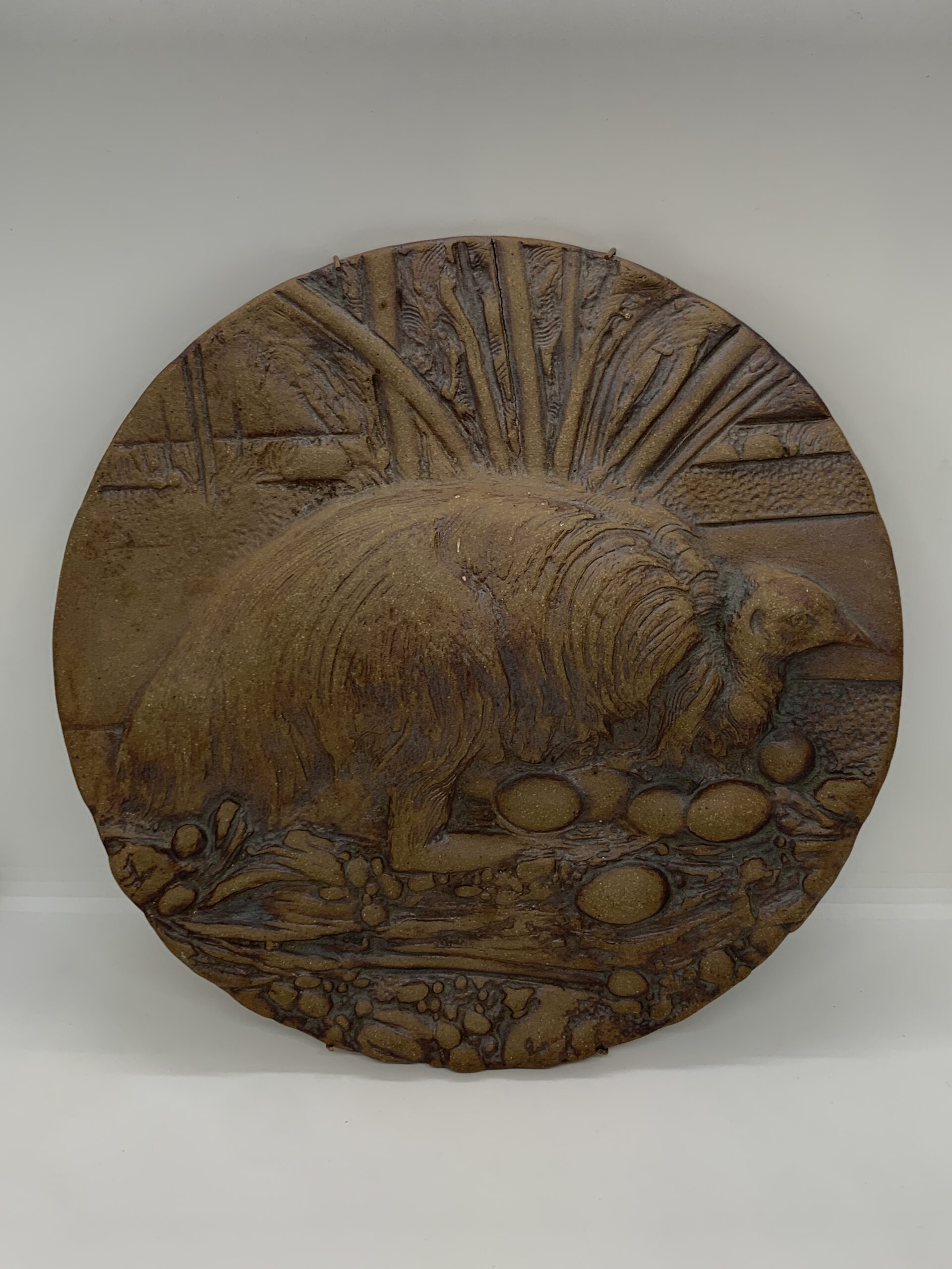 Belltower Pottery Round Wall Plaque 28cm Emu - Vintage Keepsakes
