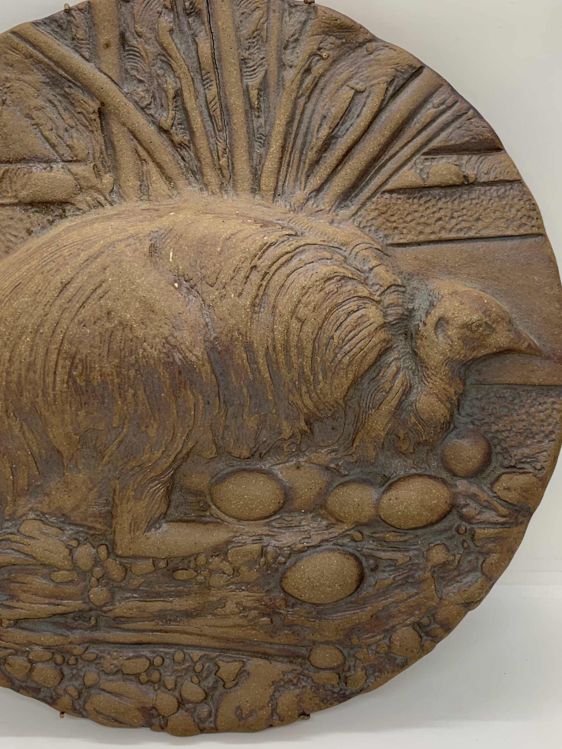 Belltower Pottery Round Wall Plaque 28cm Emu - Vintage Keepsakes