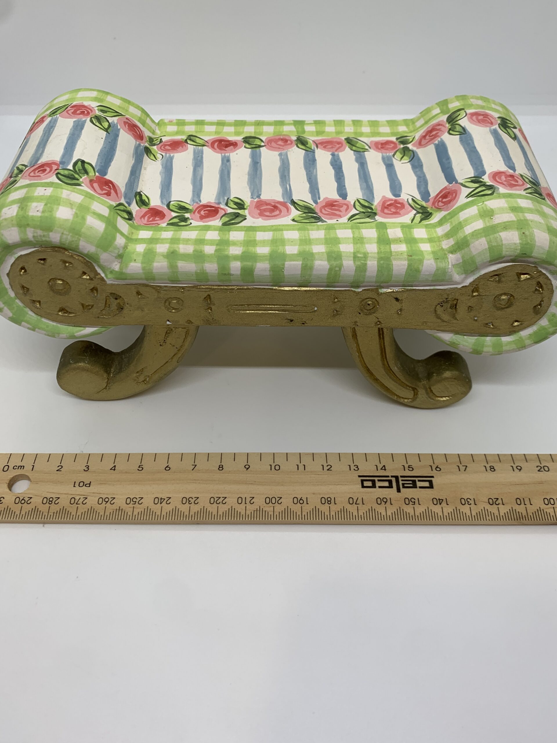 Doll Lounge with Rose pattern and Gilt Accents 21cm long - Vintage ...
