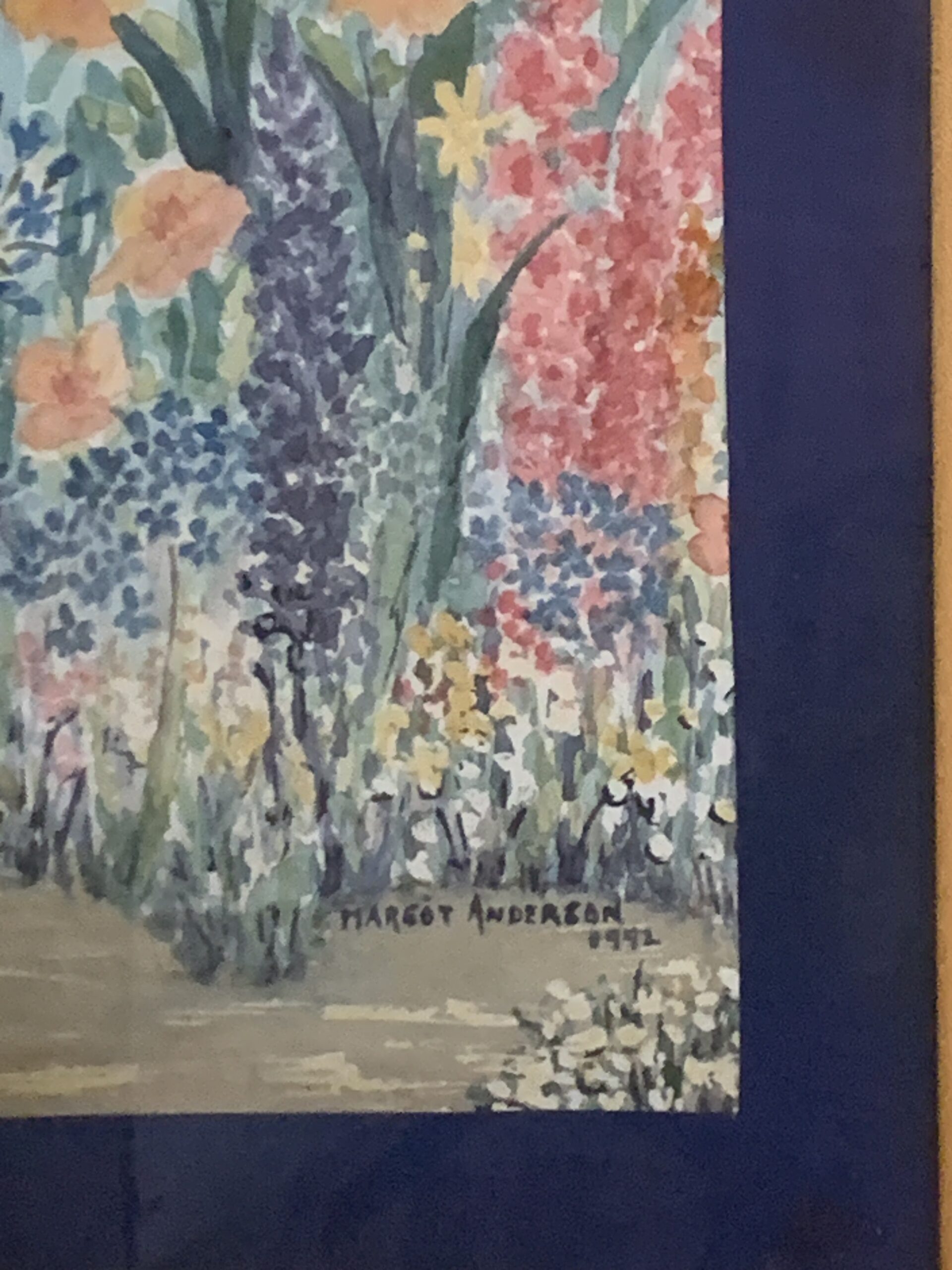 Margot Anderson Watercolor of Flowers 45x35cm (1992) - Vintage Keepsakes