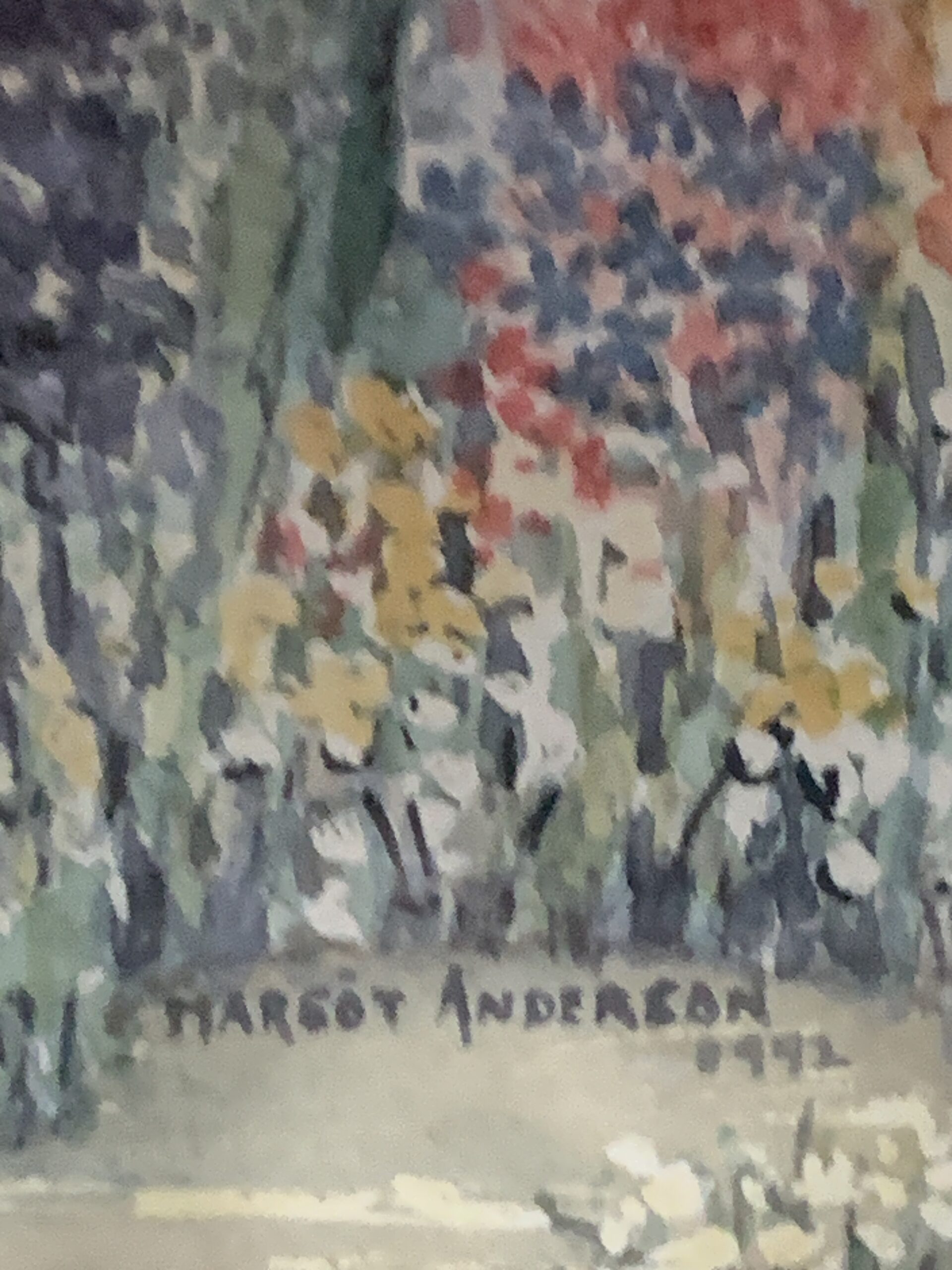 Margot Anderson Watercolor of Flowers 45x35cm (1992) - Vintage Keepsakes