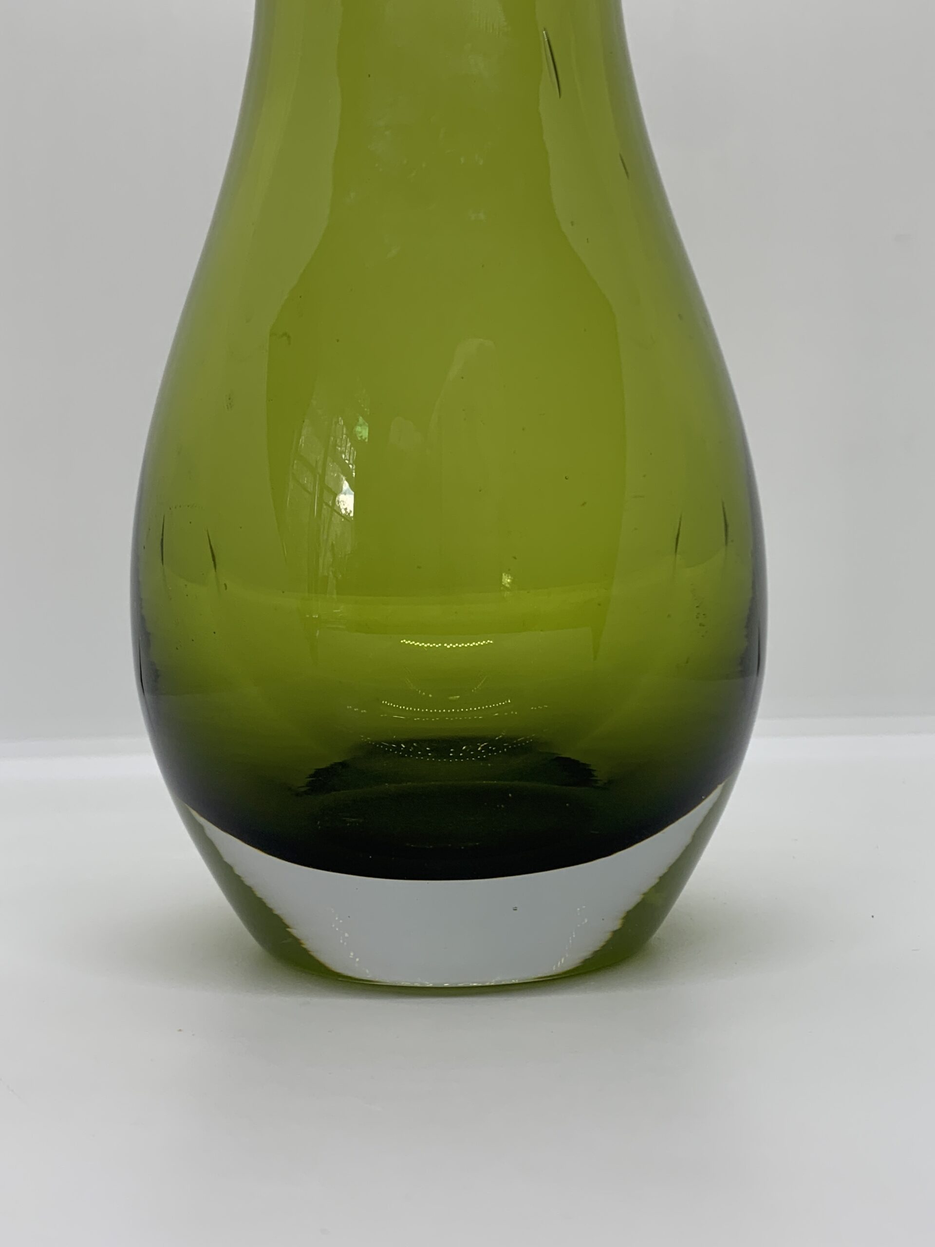 Tall Olive Green Glass Vase 41cm - Vintage Keepsakes