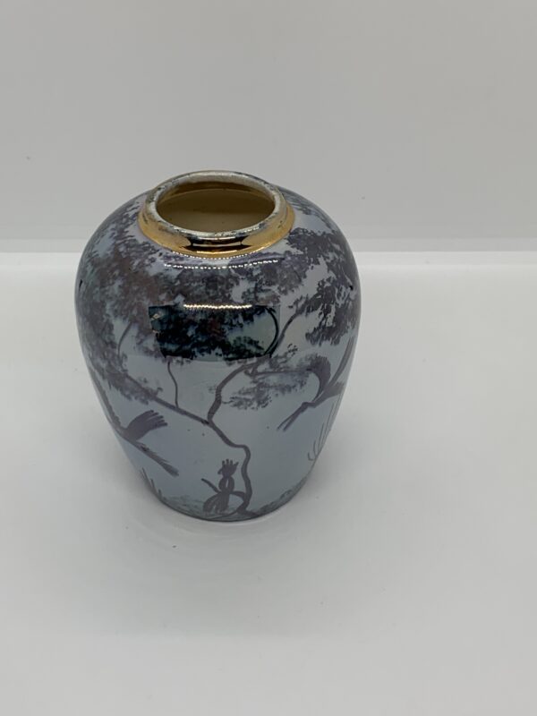 Royal Lustrina Ceramic Vase with Bush and Bird Silhouette 10.5cm ...