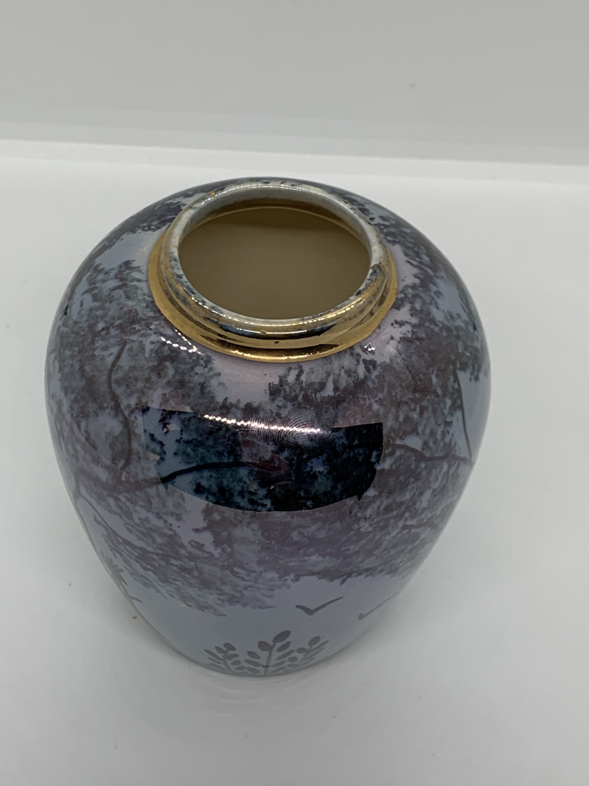 Royal Lustrina Ceramic Vase with Bush and Bird Silhouette 10.5cm ...