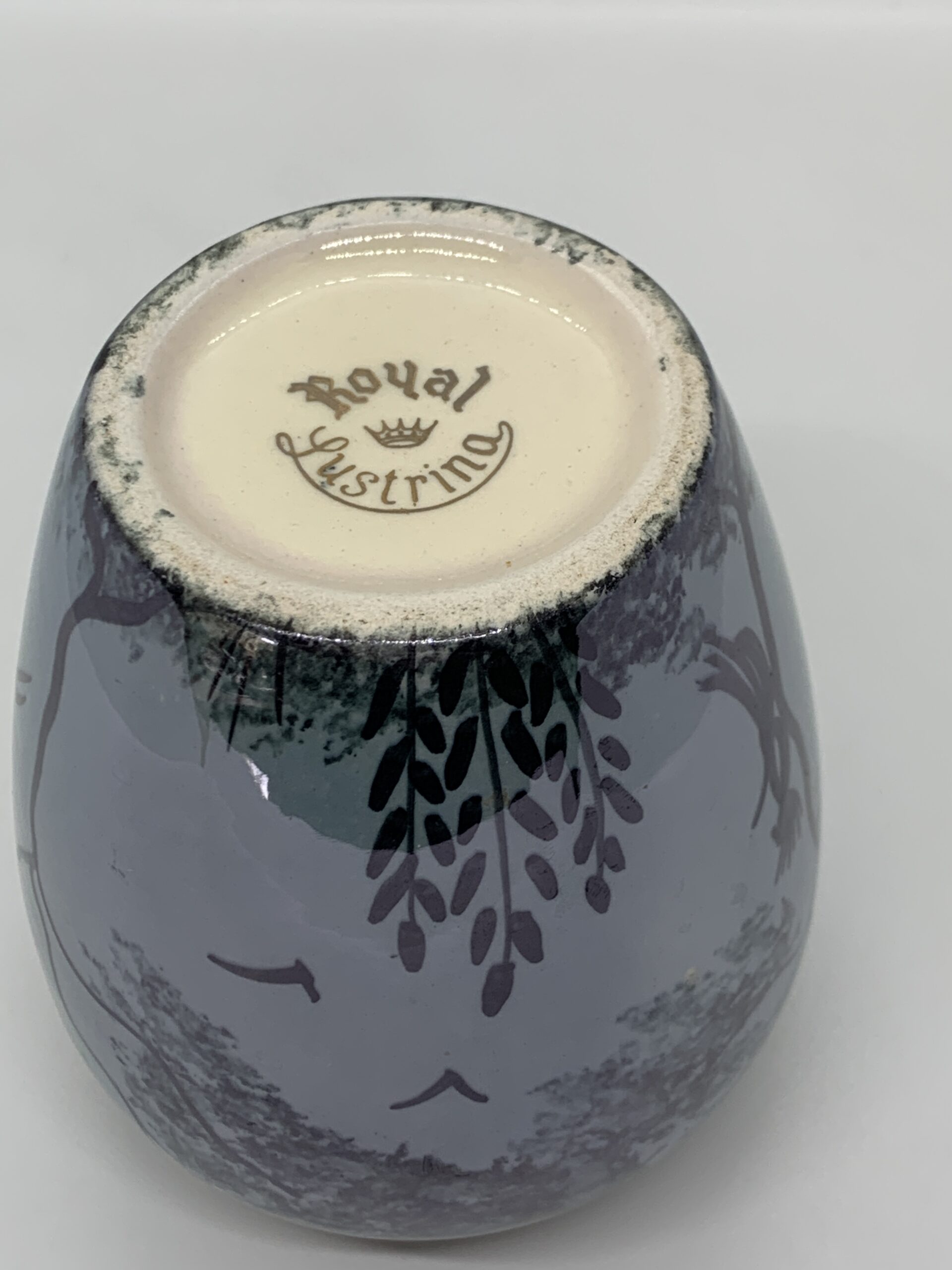 Royal Lustrina Ceramic Vase with Bush and Bird Silhouette 10.5cm ...