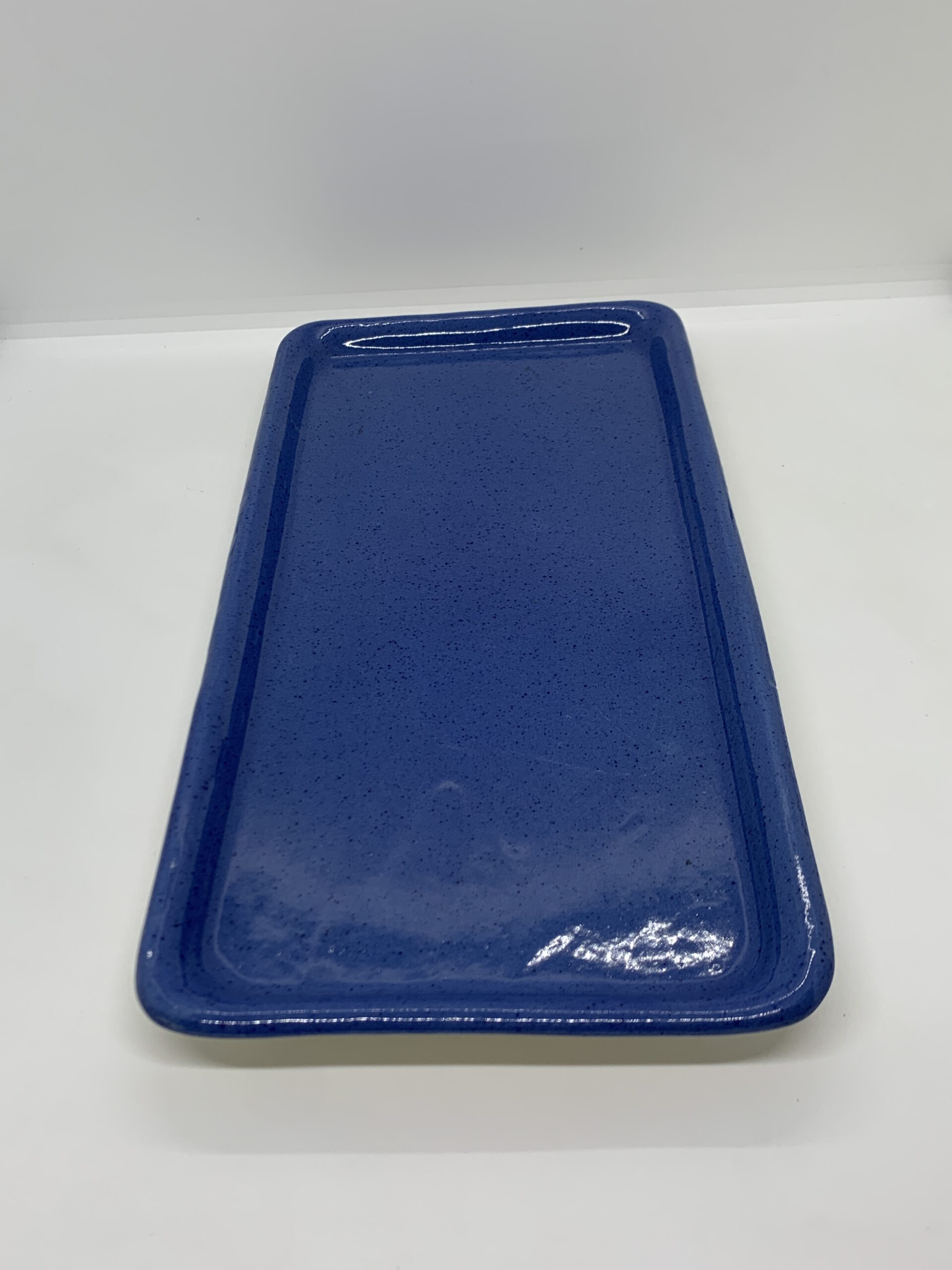 Moorcroft Speckled Blue Pottery Tray 30x15cm - Vintage Keepsakes