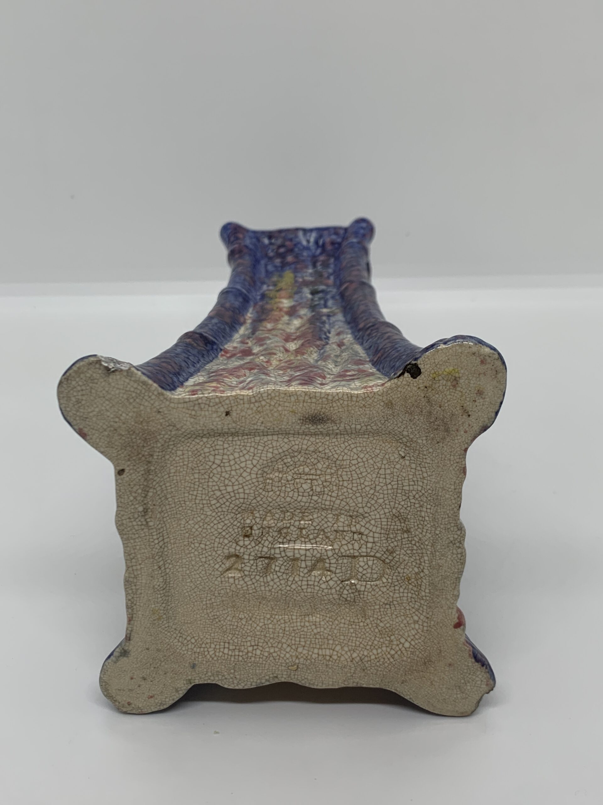 Vintage Bretby Pottery Mottled Blue and Red Vase 2714D 19cm (chipped ...