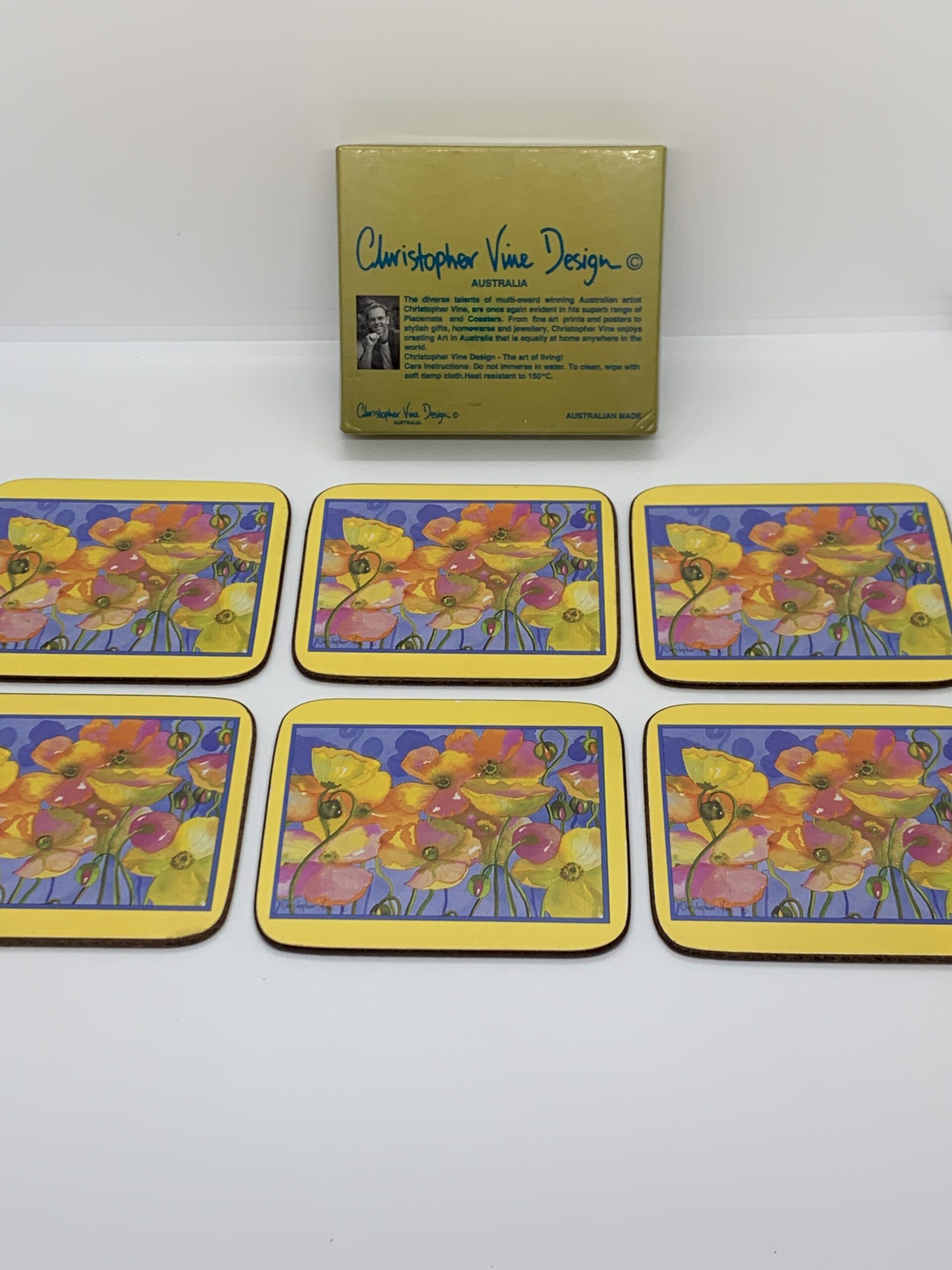 Christopher Vine Floral Coasters x 6 - Vintage Keepsakes