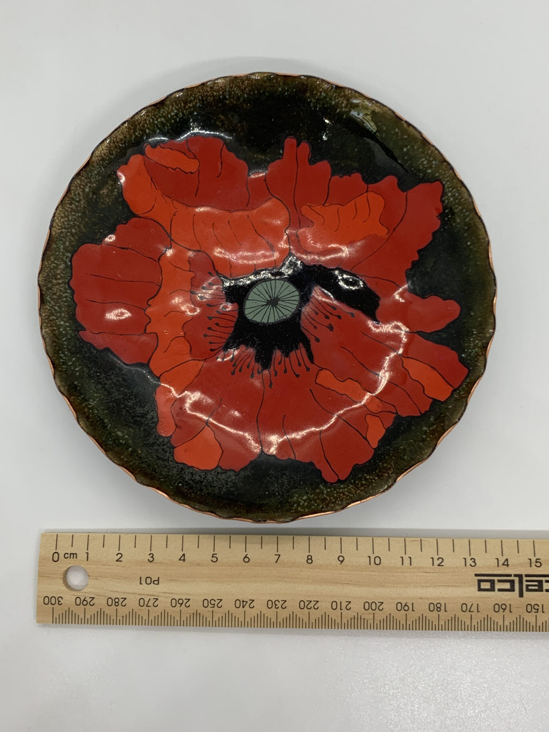 Norma Alice (Sydney) Enamelled Copper of Poppy 14cm Dish - Vintage ...