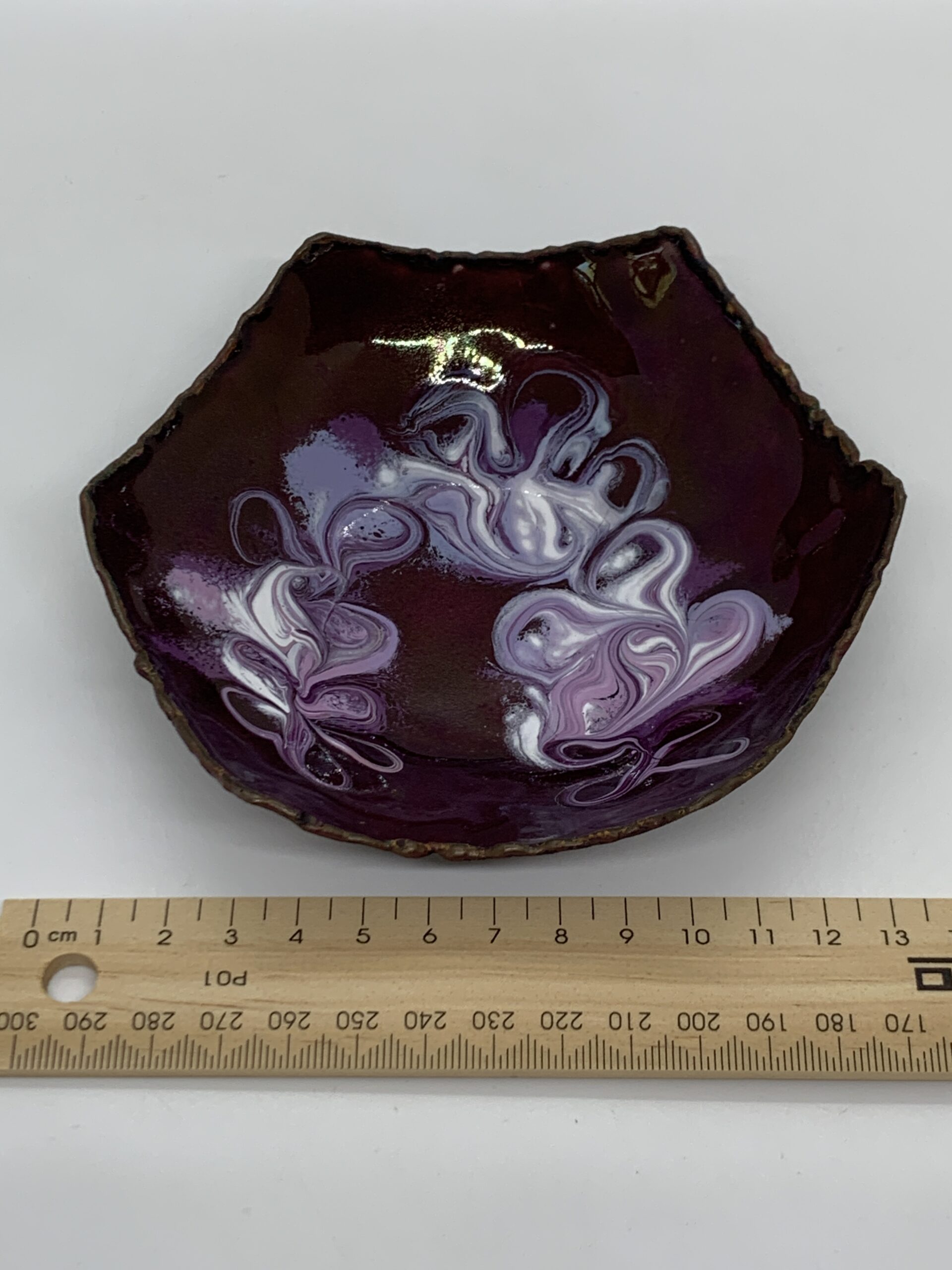 Ben Ariel 80s Enamelled Copper Hexagonal Dish 12cm - Vintage Keepsakes
