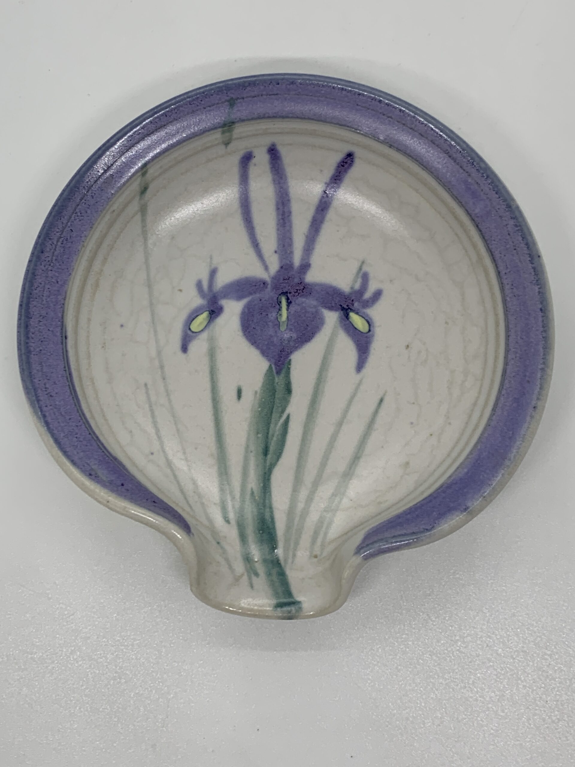 Mark Knight Pottery Spoon Rest with Iris Design12cm - Vintage Keepsakes