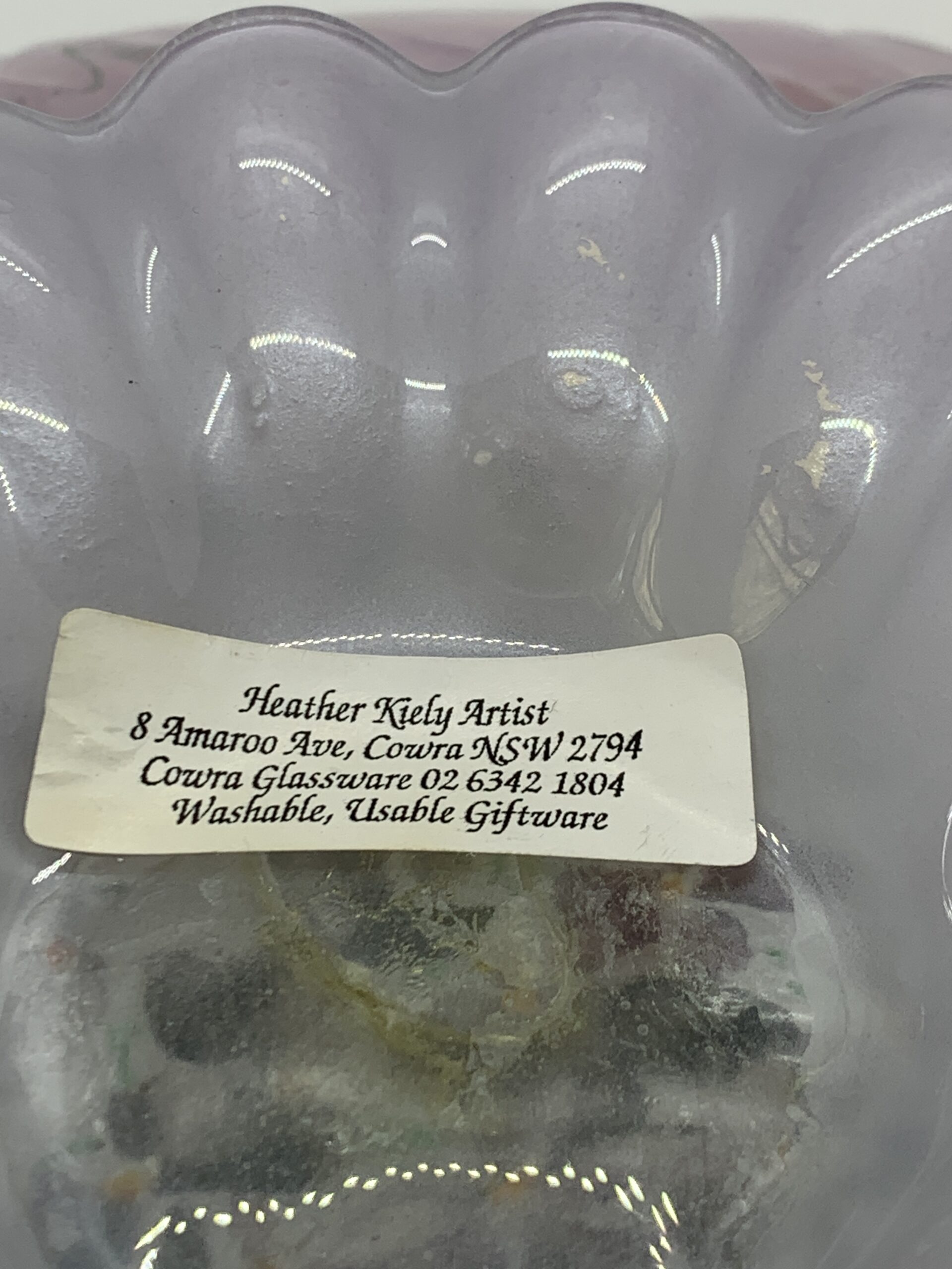 Heather Kiely Hand Painted Glass Footed Plate 30cm - Vintage Keepsakes