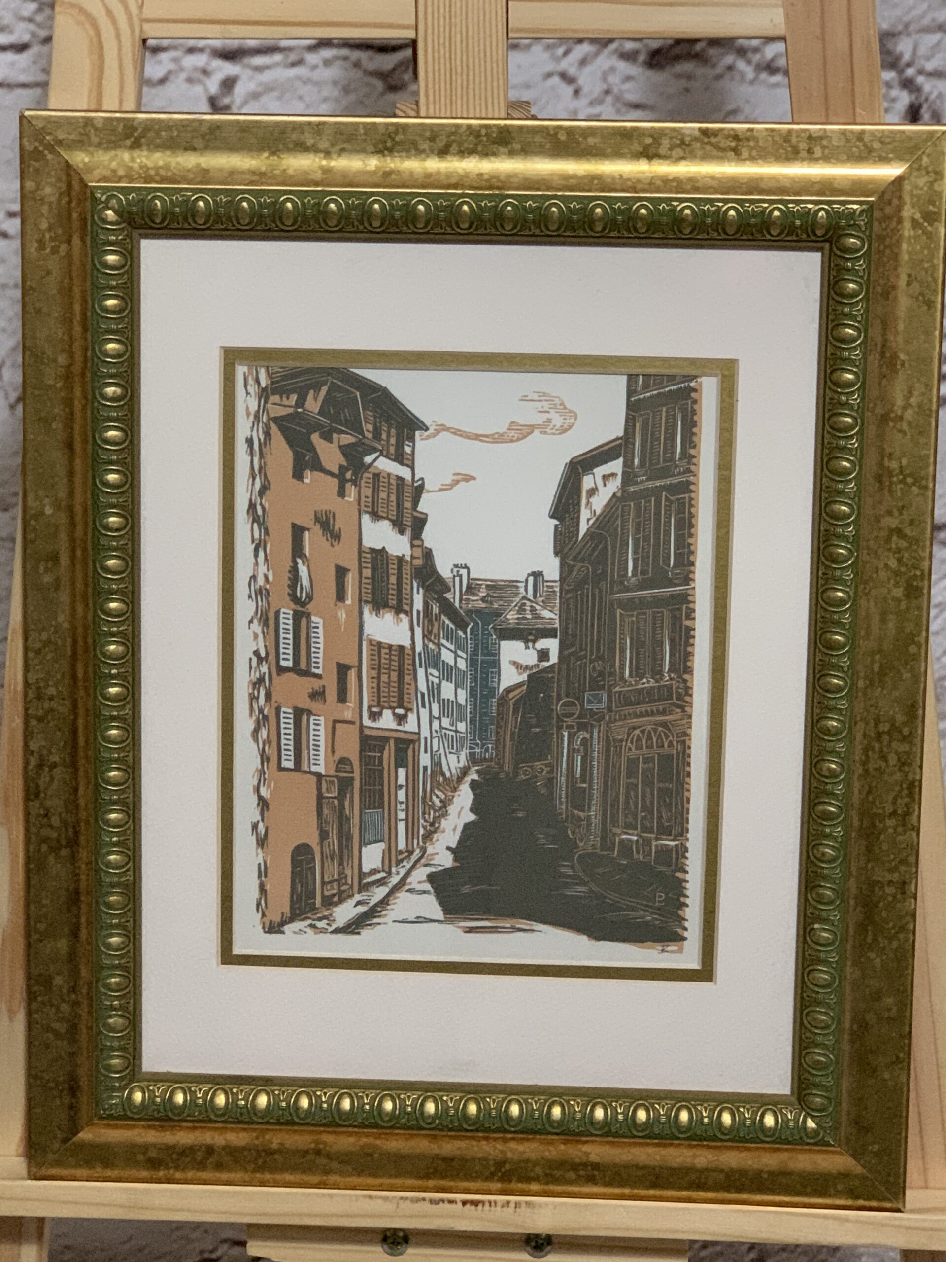 Street Scene Block Print 44x36cm - Vintage Keepsakes