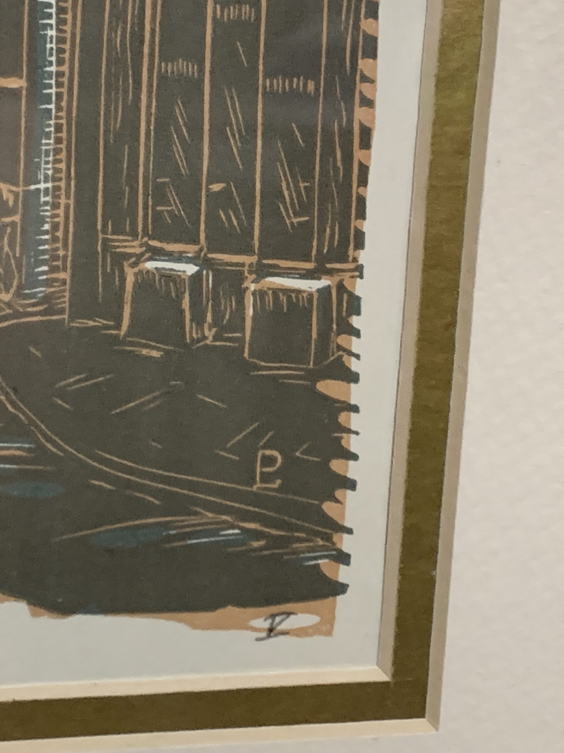 Street Scene Block Print 44x36cm - Vintage Keepsakes