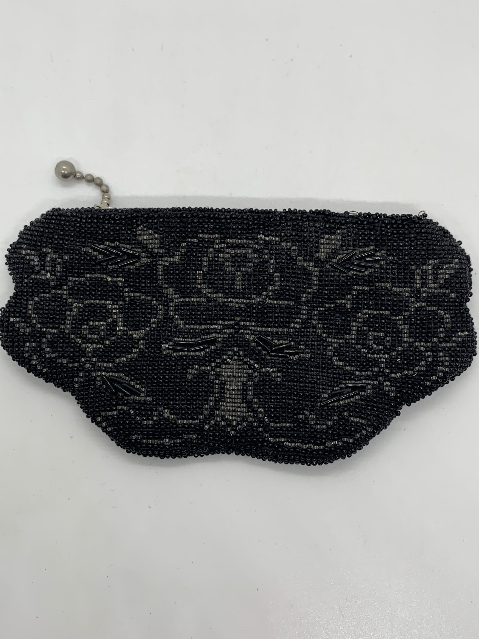 Small Black Beaded Purse 15cm - Vintage Keepsakes