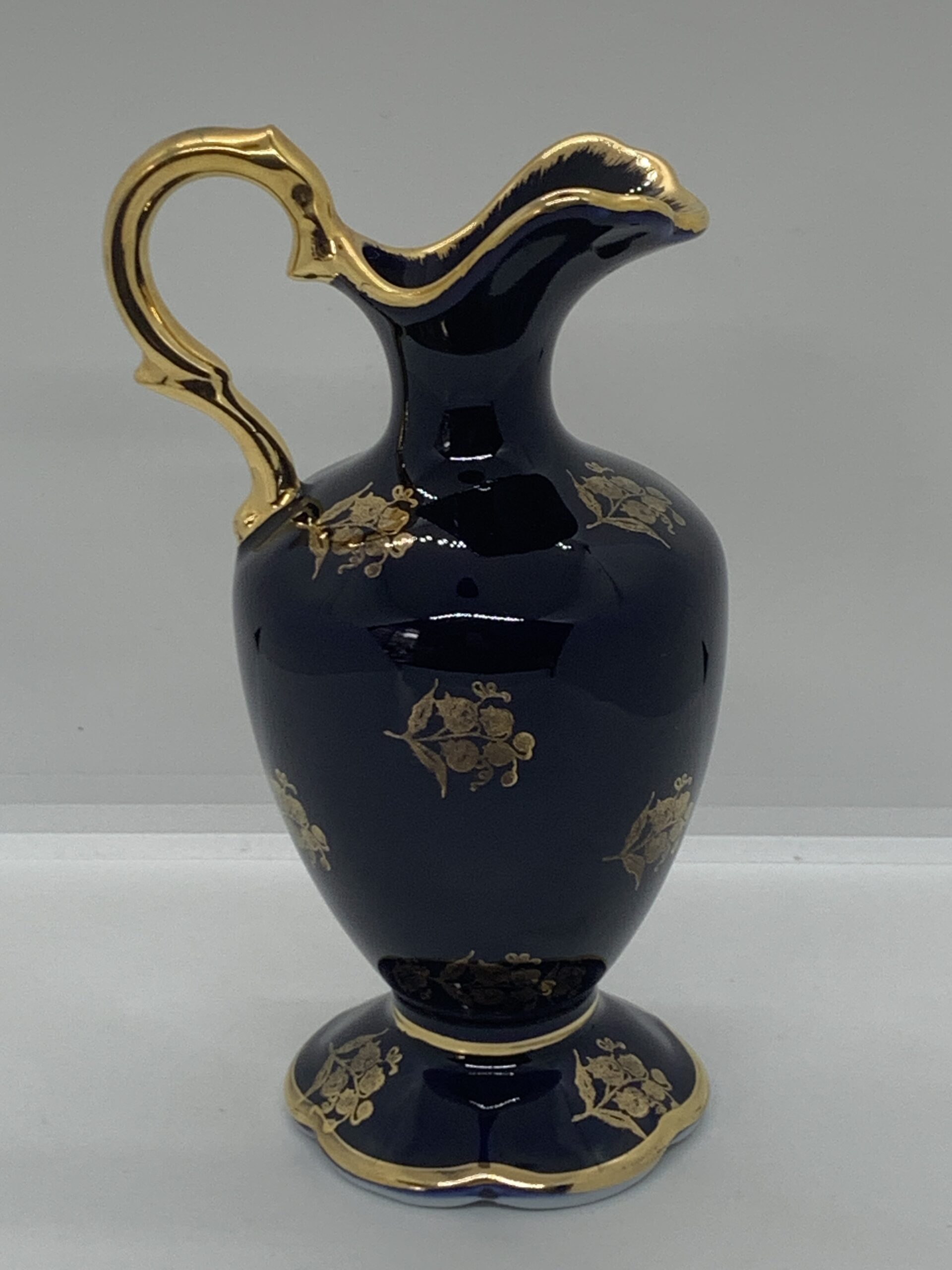 Limoges Cobalt Blue Courting Scene Jug with Gold Highlights 18cm ...