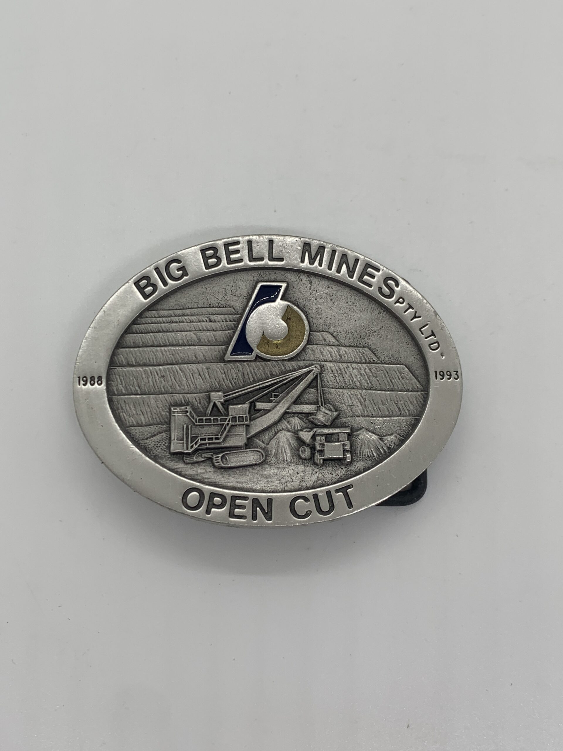 Big Bell Mines Open Cut 1992 Pewter Oval Belt Buckle 7.5cm - Vintage ...