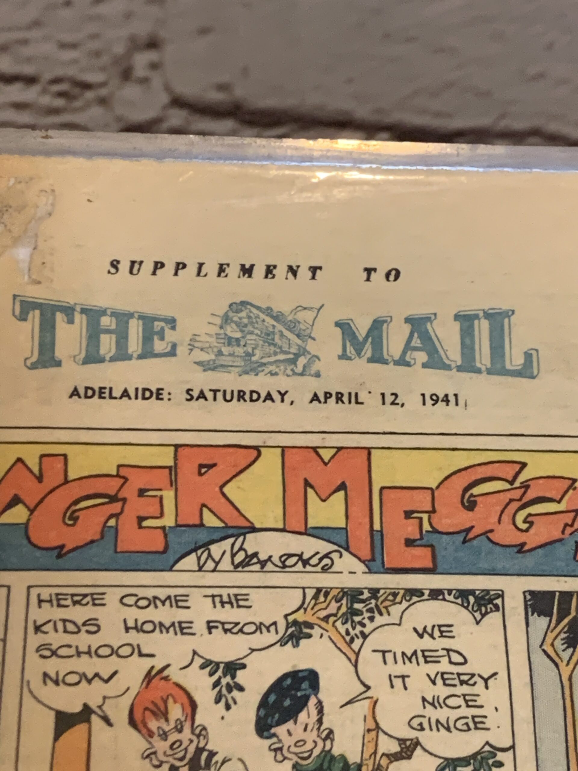 Laminated Ginger Meggs Cartoon - April 12 1941 (Supplement to The Mail ...