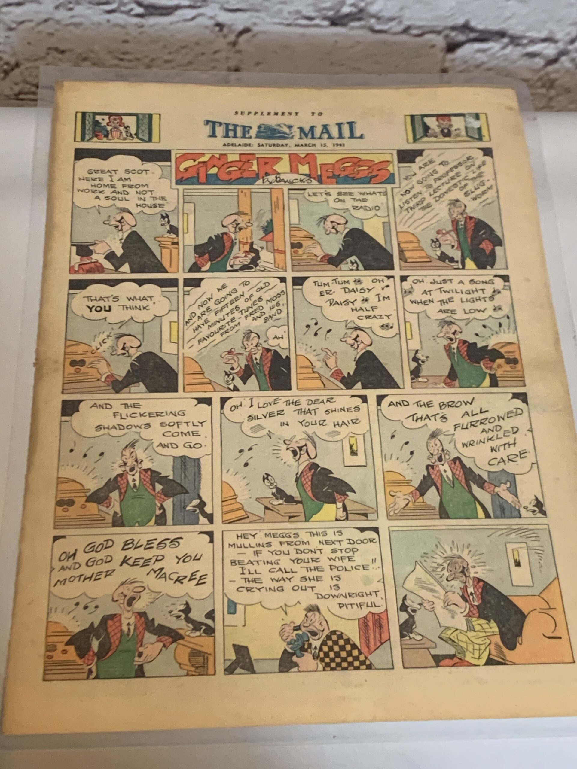 Laminated Ginger Meggs Cartoon - March 15 1941 (Supplement to The Mail ...