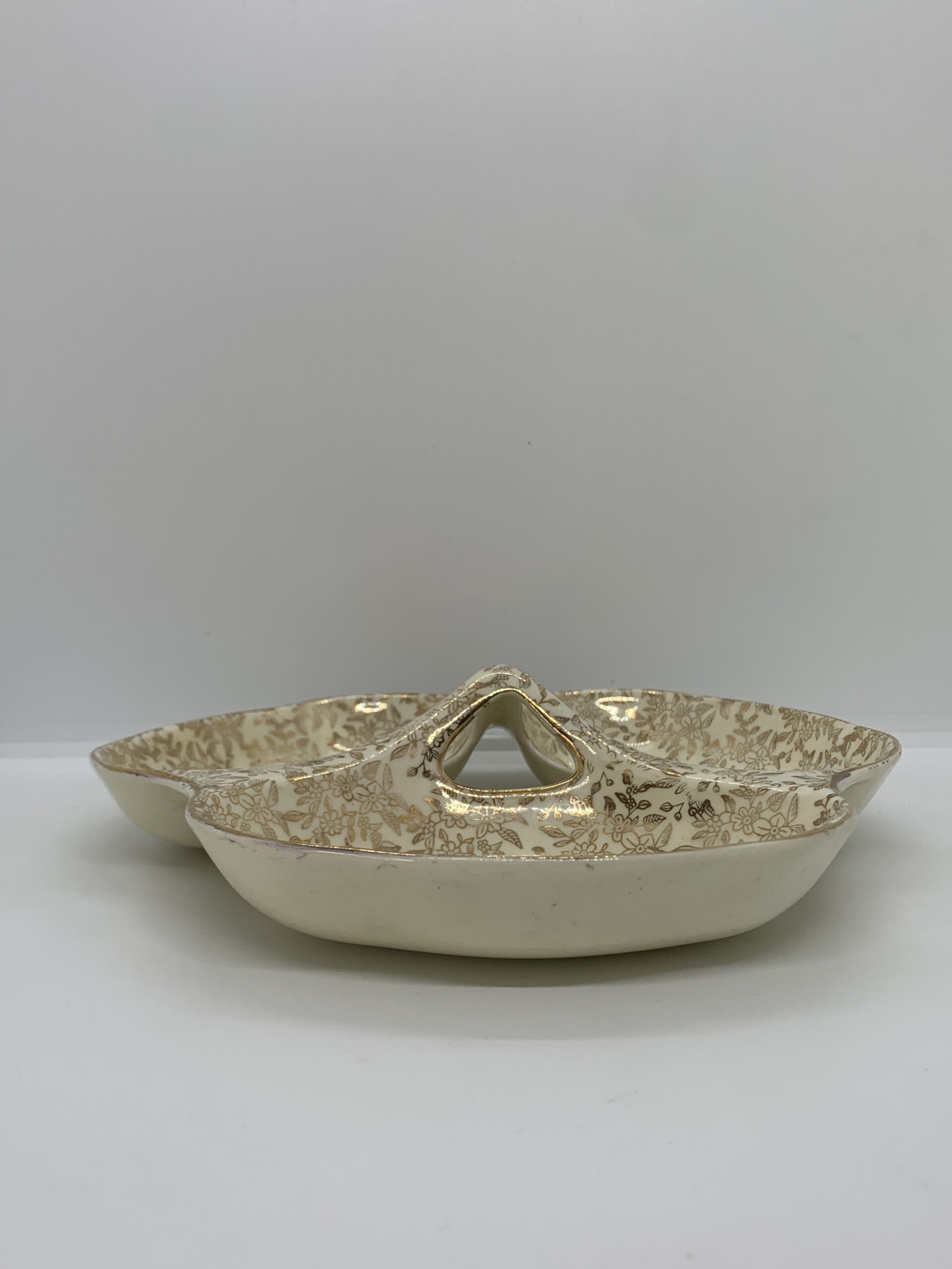 Vintage Empire England Shelton Cream and Gold Chintz Three Partition ...