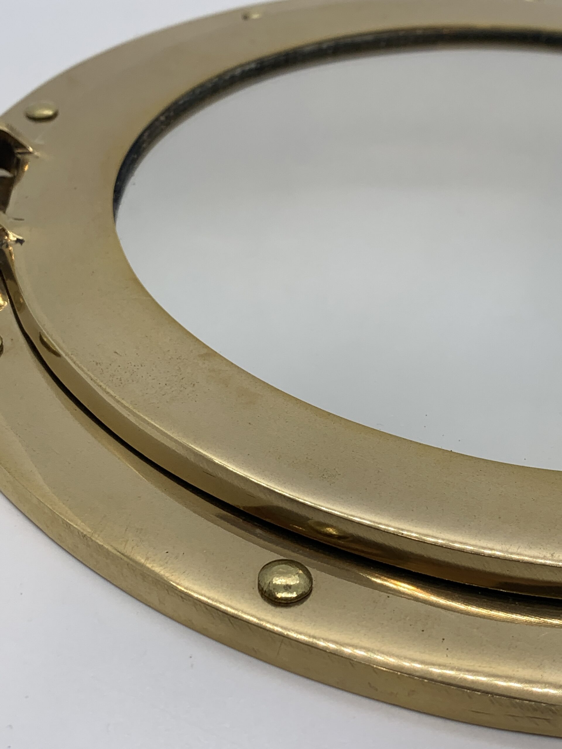 Round Port Hole Brass with Mirror 30cm - Vintage Keepsakes