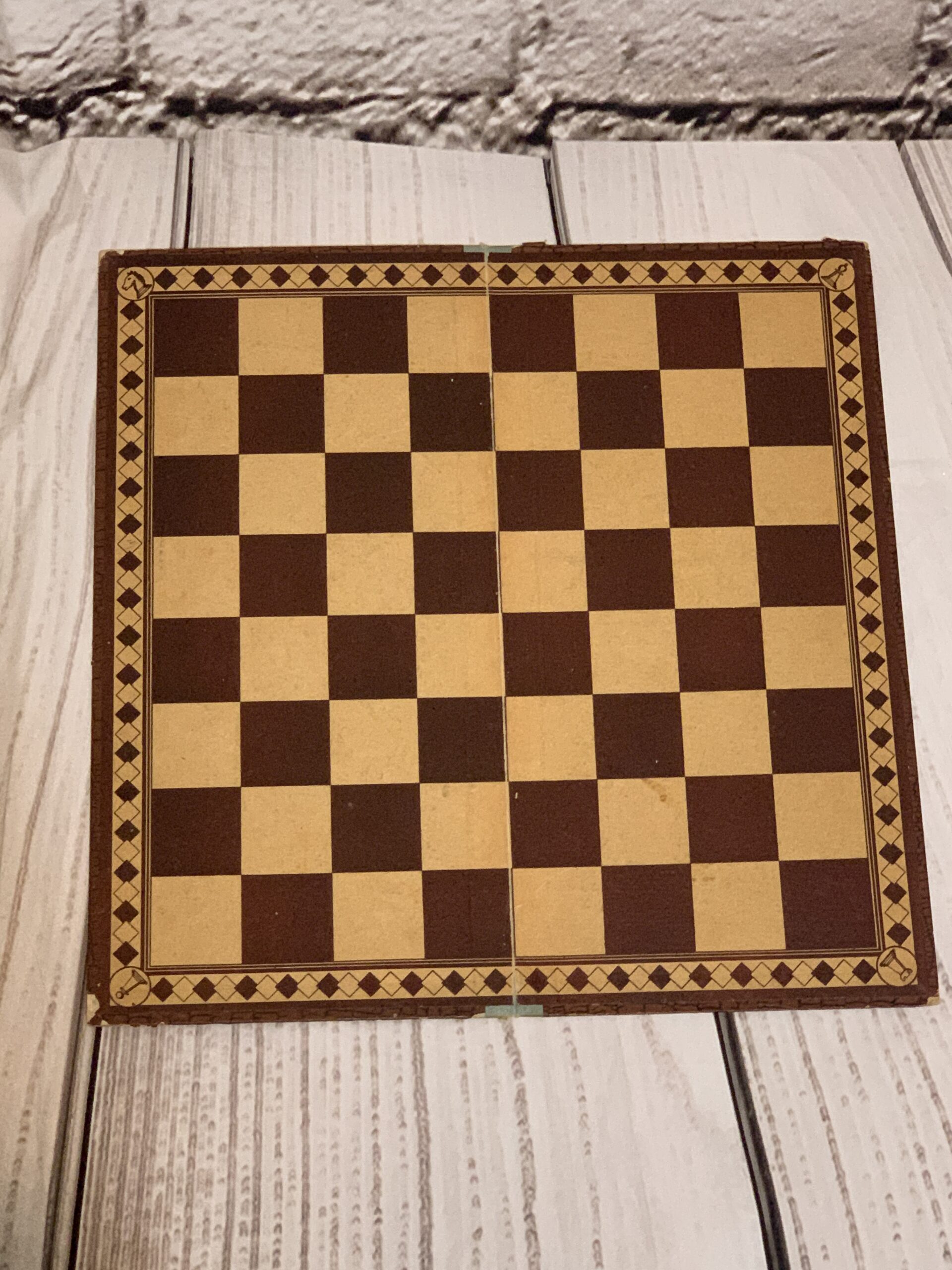 Vintage Foldable Chess and Draught Board 38cm Square - Vintage Keepsakes