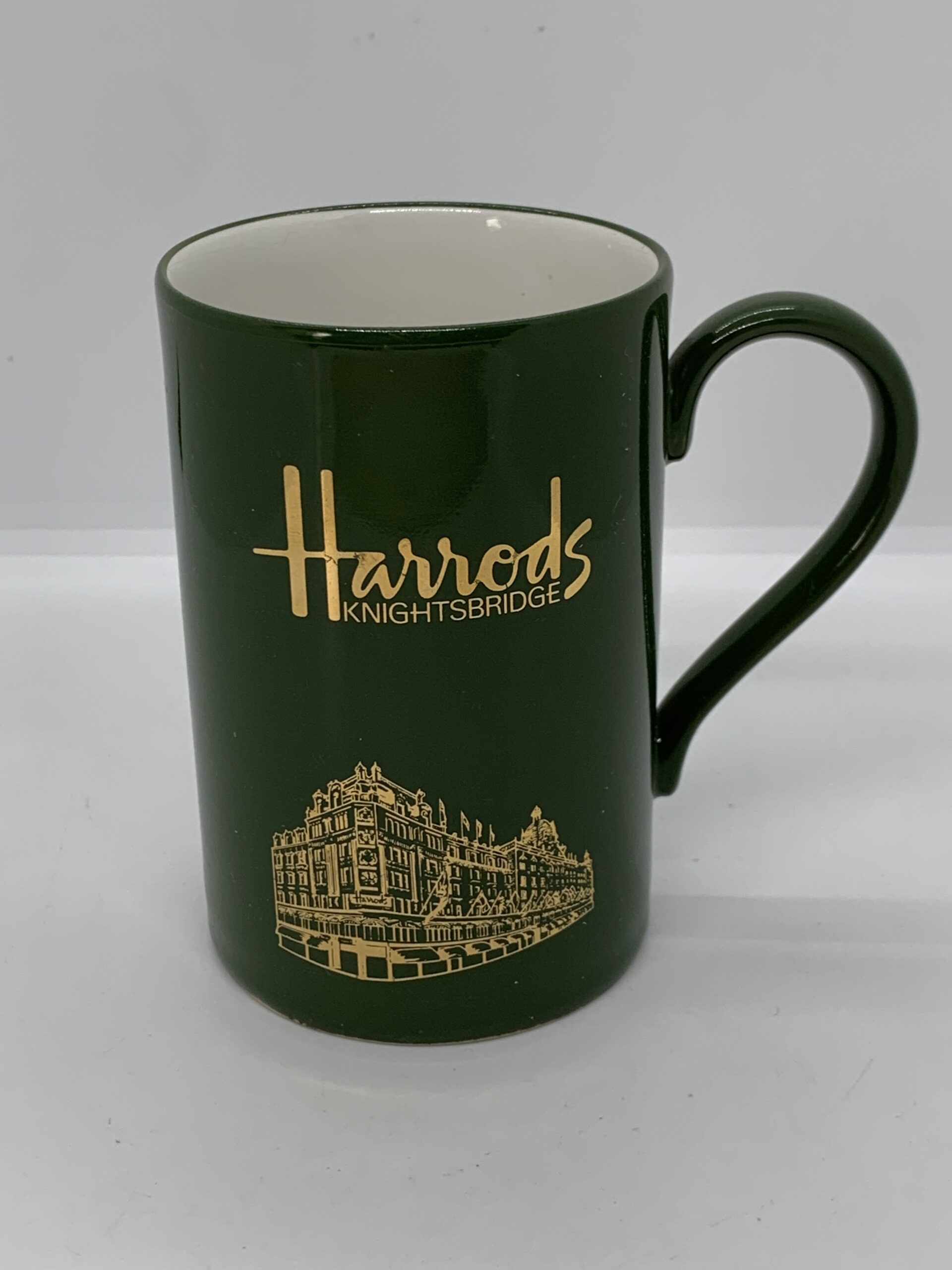 Harrods Green and Gold Lettering Fine Stoneware Coffee Mug - Vintage ...