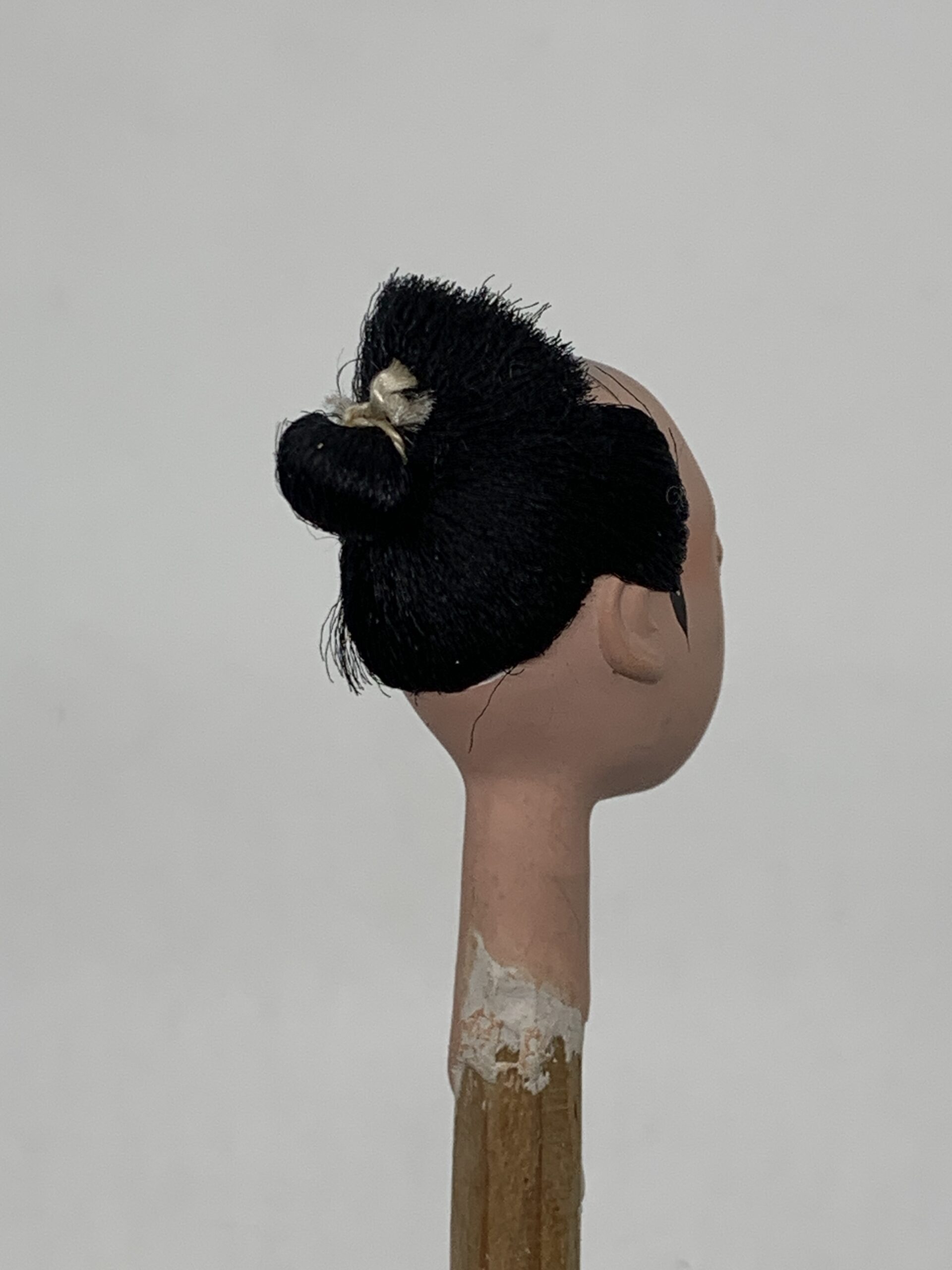 Japanese Folk Art Doll Head Marked (signed) on Stick 12cm (with stick ...