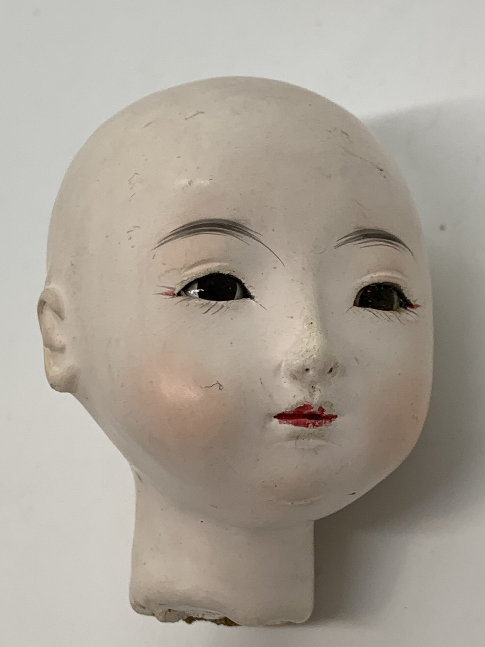 Japanese Folk Art Oriental Girl Head 6cm AF - Vintage Keepsakes