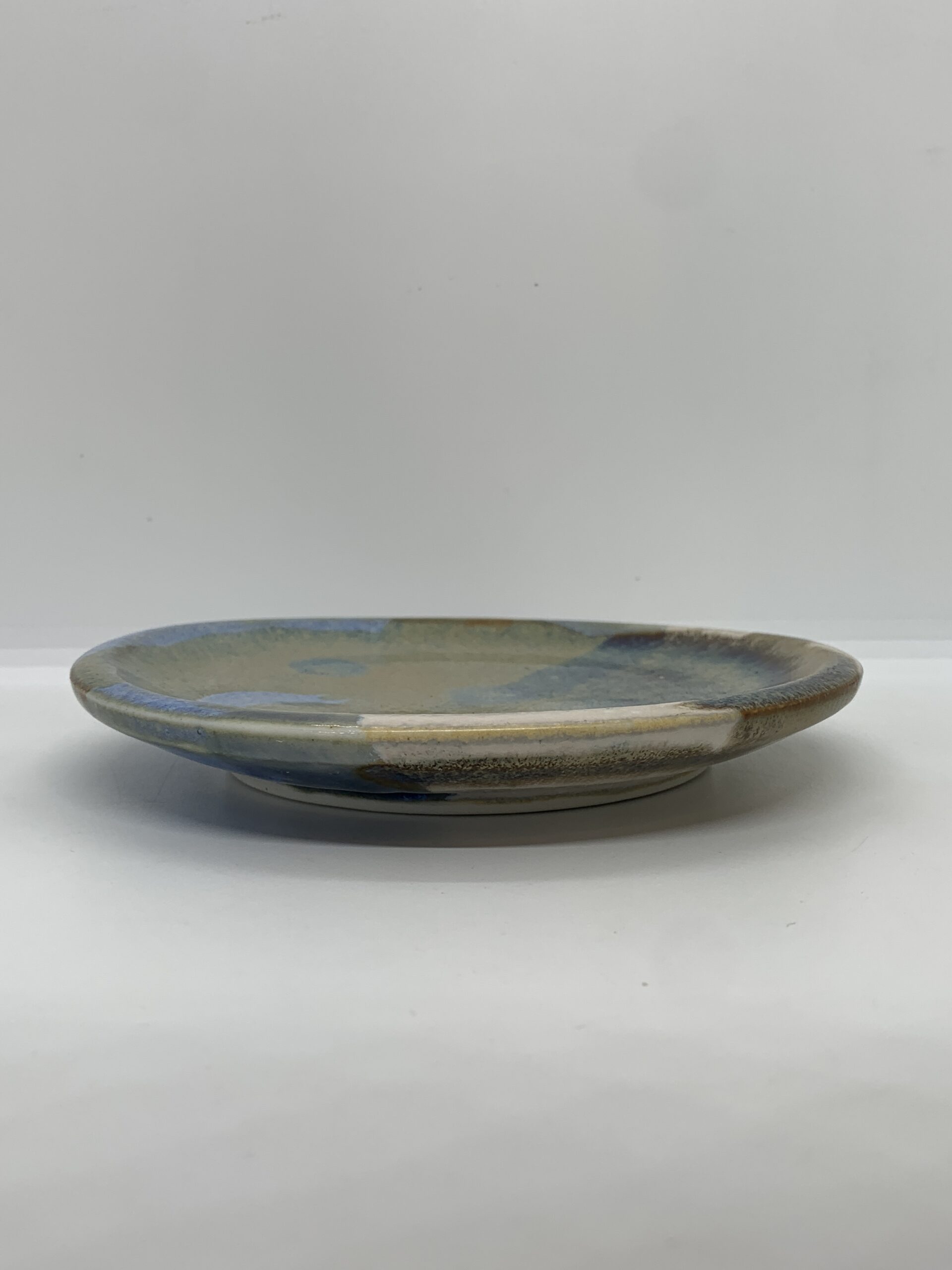 Blue Green Pottery Plate (incised mark KS to base) 16cm - Vintage Keepsakes