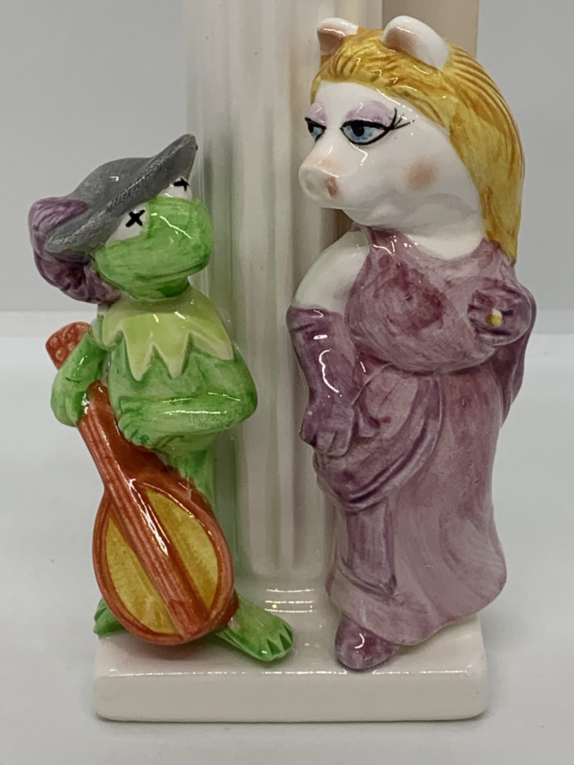 1980s Sigma Muppets Kermit and Miss Piggy Candlestick 24cm - Vintage ...
