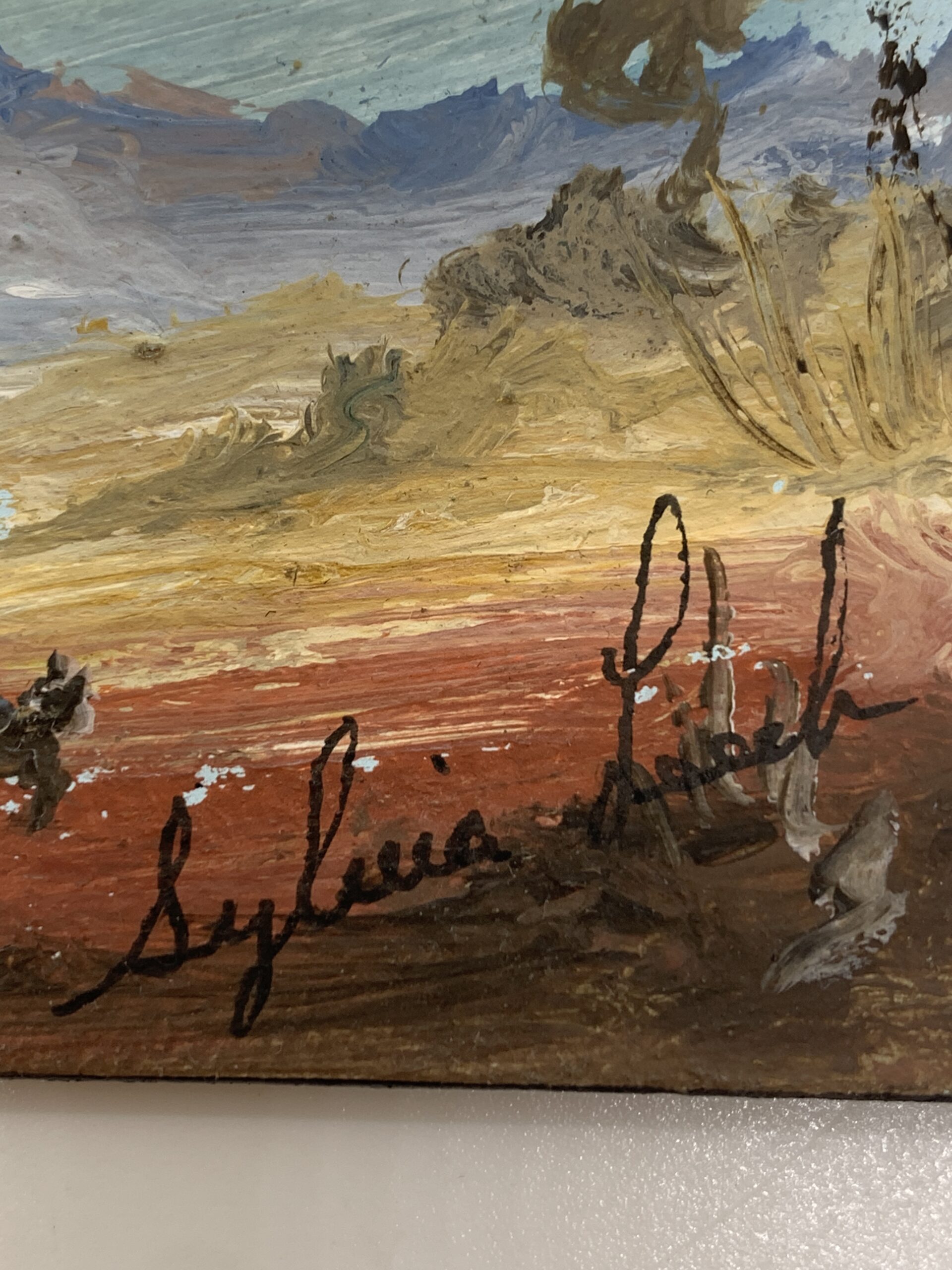 Sylvia Leech Small Square Oil Painting 10cm - Vintage Keepsakes