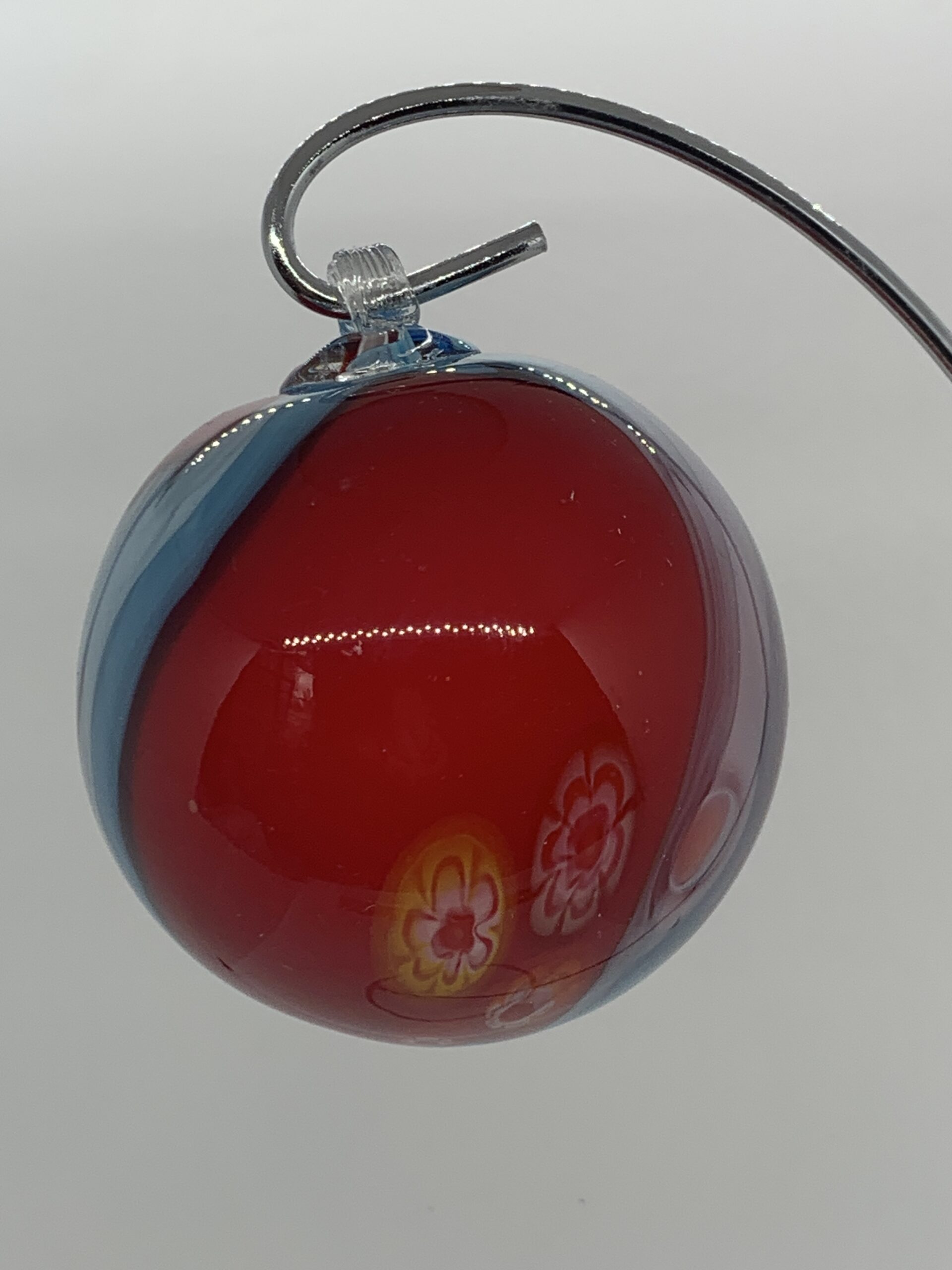 10cm Glass Bauble with Millefiori on Stand 38cm high - Vintage Keepsakes