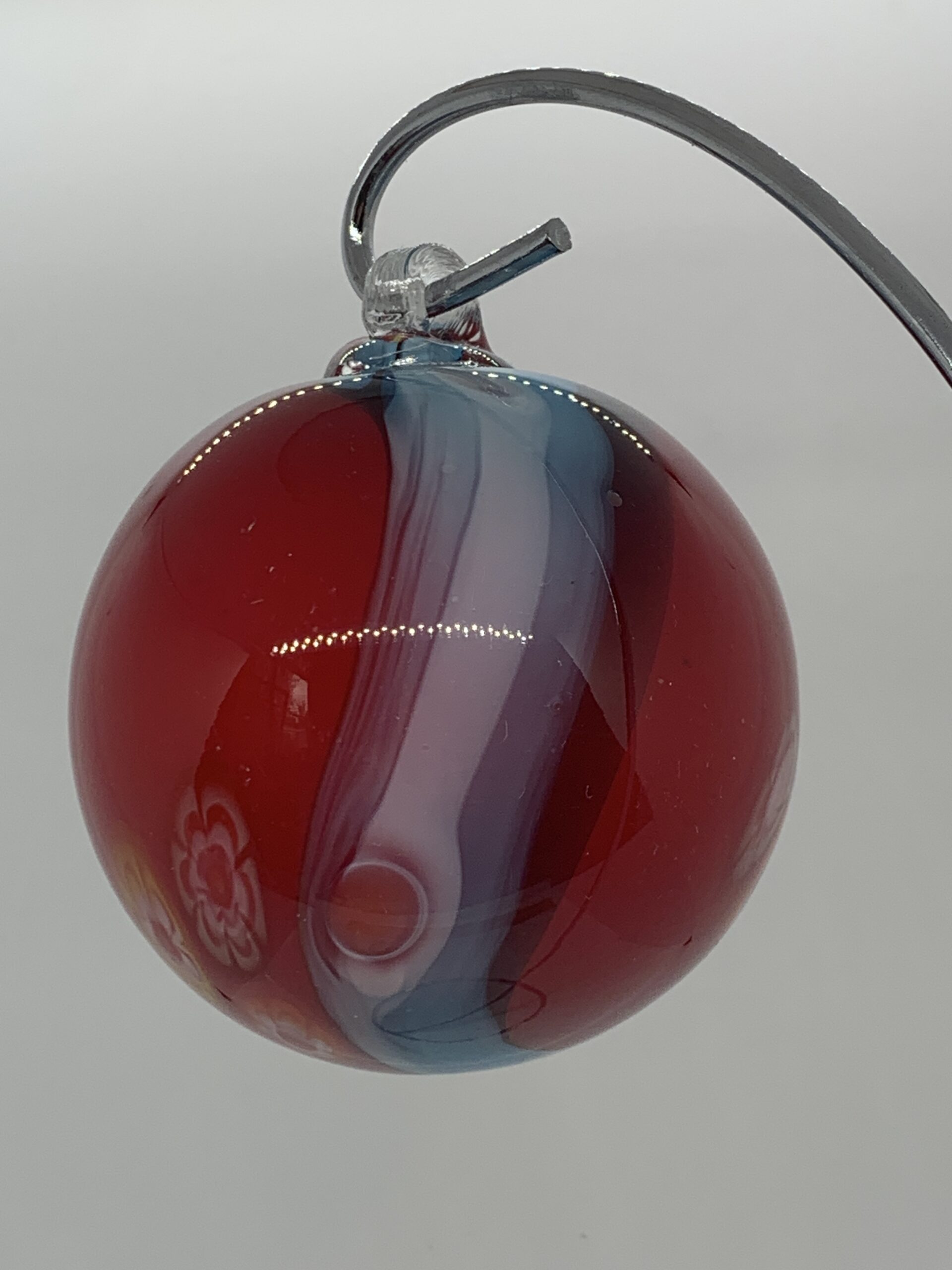 10cm Glass Bauble with Millefiori on Stand 38cm high - Vintage Keepsakes
