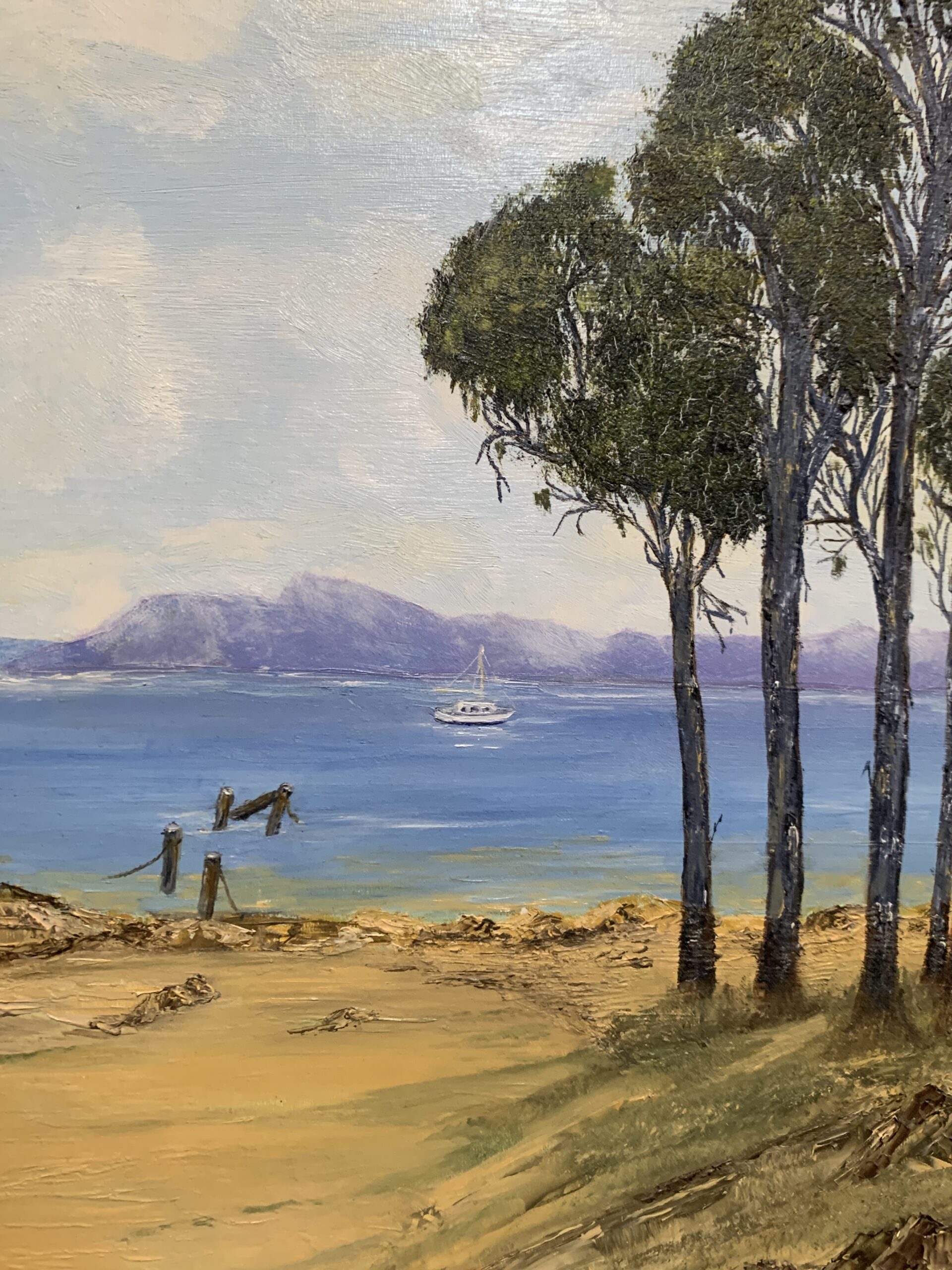 Oil Painting of Bay Scene signed B P Roberts - 46.5x36.5cm - Vintage ...