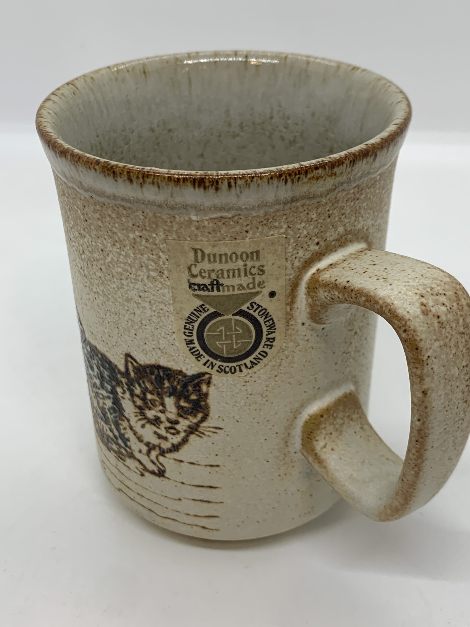 Vintage Dunoon Ceramics Fluffy Cat Patterned Mug - Vintage Keepsakes