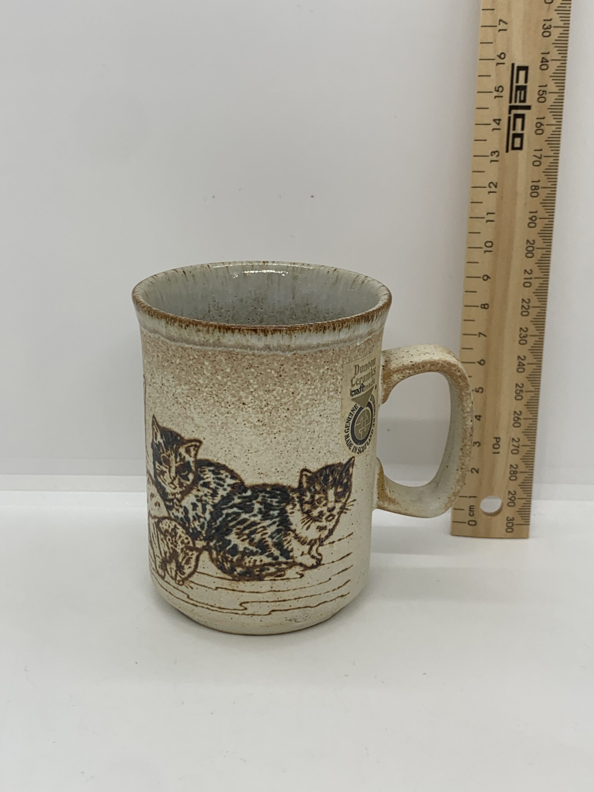Vintage Dunoon Ceramics Fluffy Cat Patterned Mug - Vintage Keepsakes