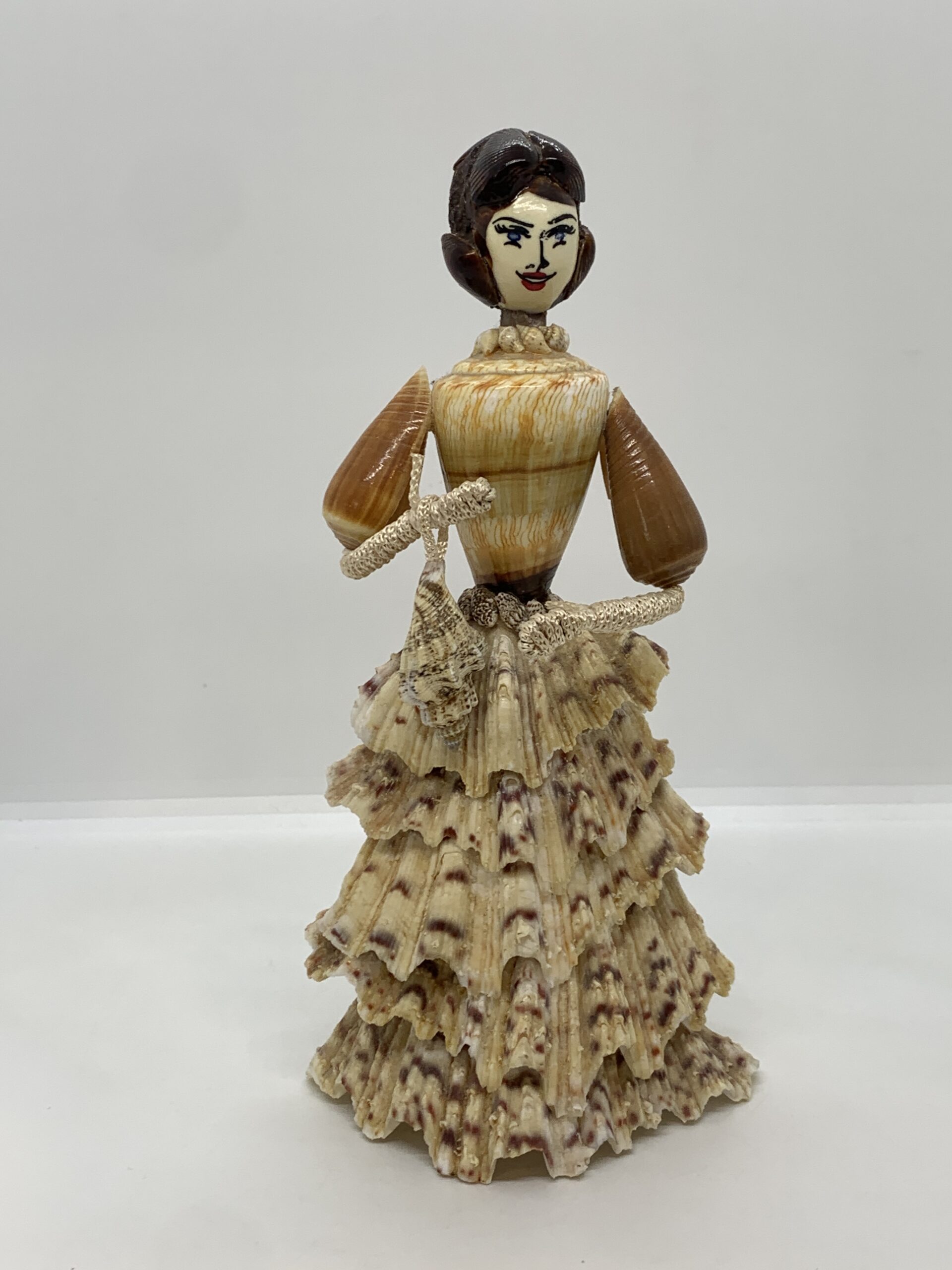 Vintage Folk Art Sea Shell Hand Made Lady Figurine 23cm - Vintage Keepsakes