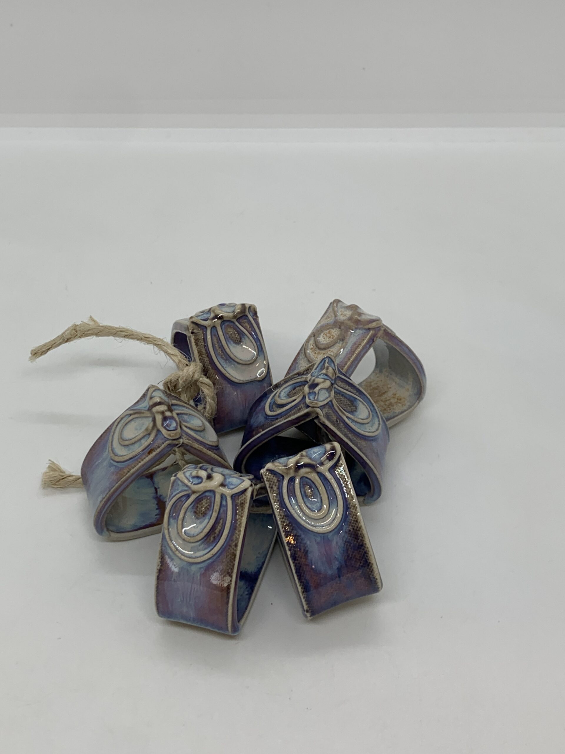 Set of Six Pottery Napkin Rings 5cm high - Vintage Keepsakes