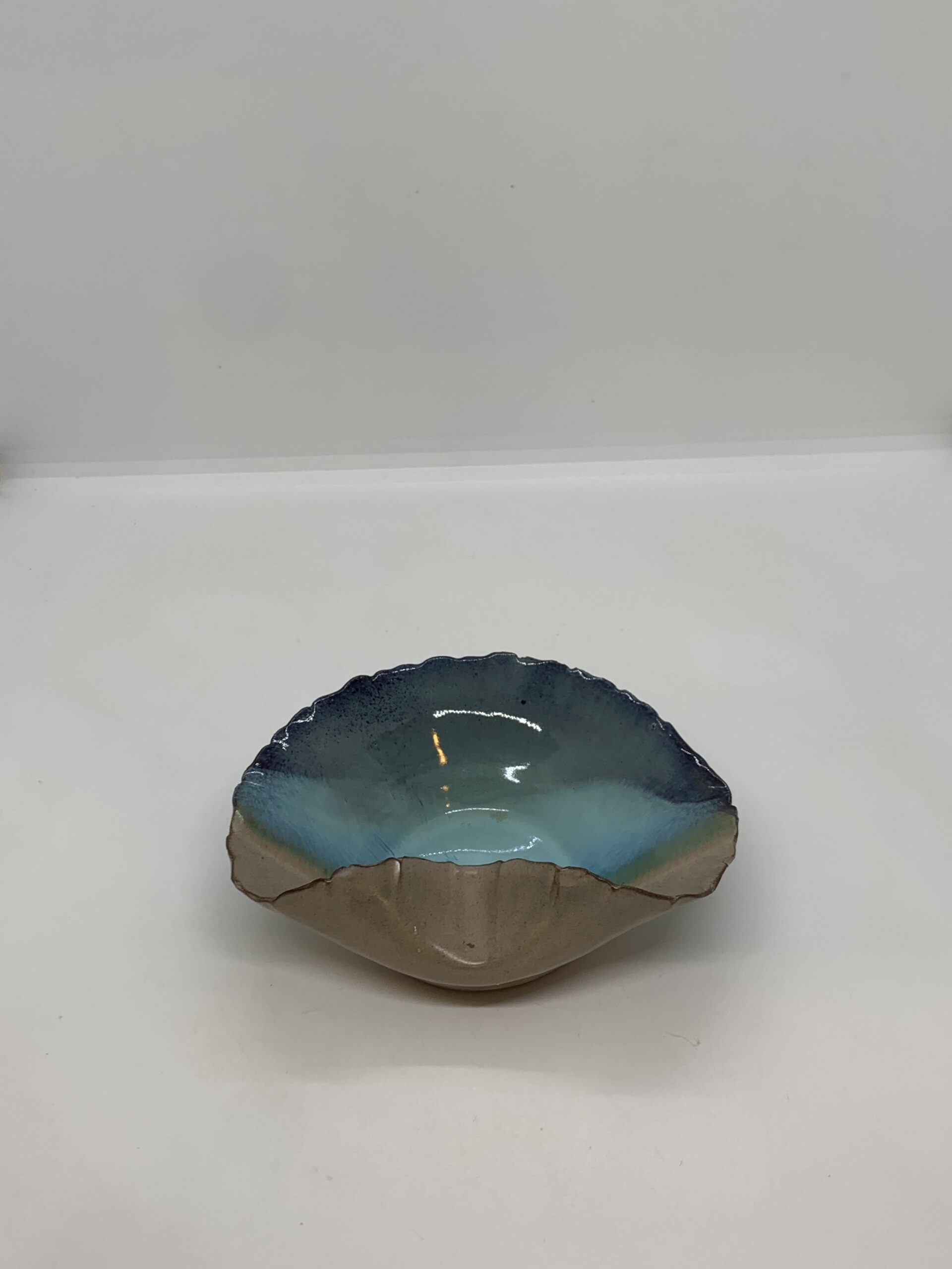 Blue Tone Shell Pottery Dish (incised KTI on base) 14cm wide - Vintage ...