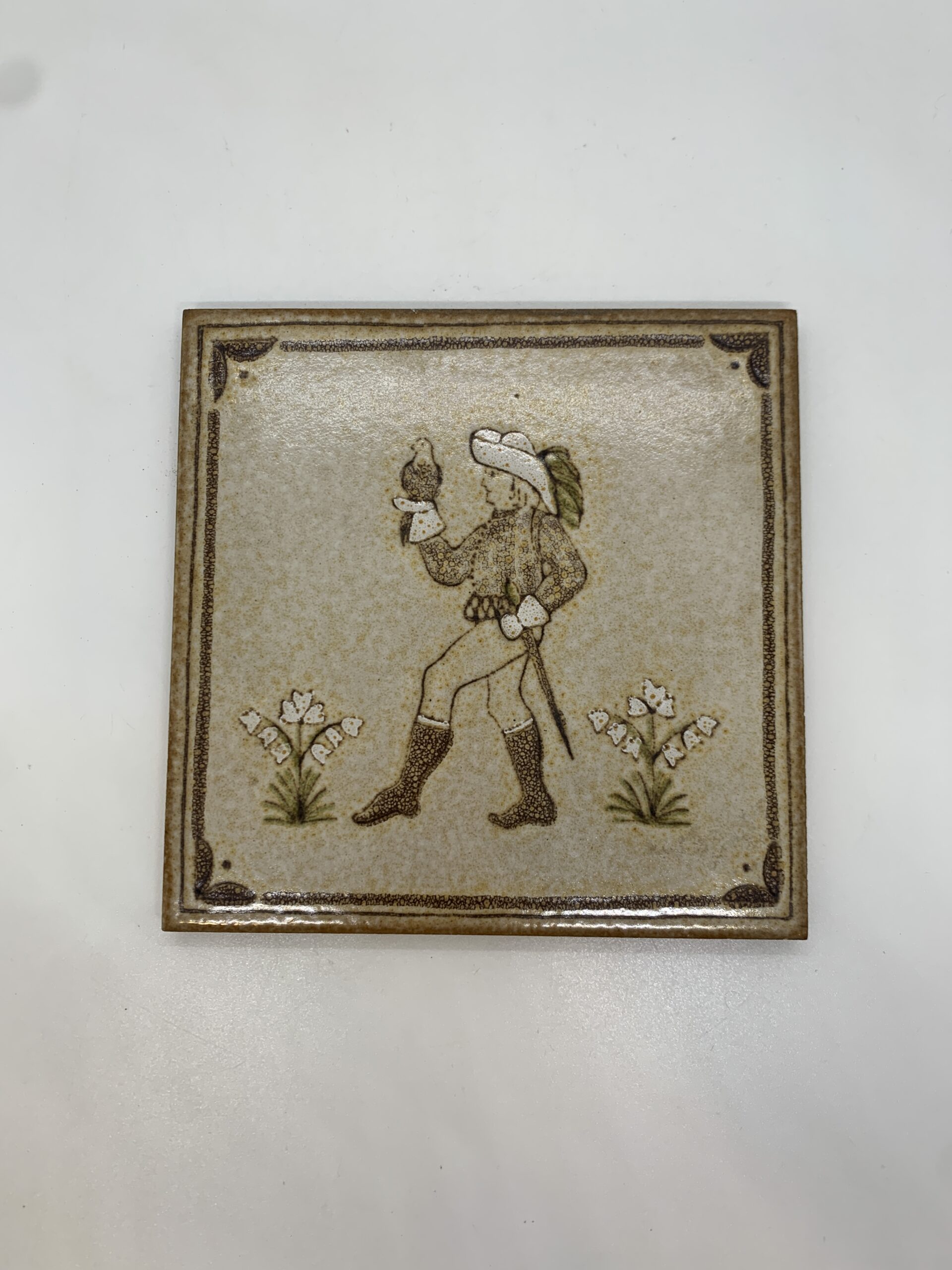 Vintage Italian Piemme Medieval Falconer Square Tile 15cm - Vintage ...