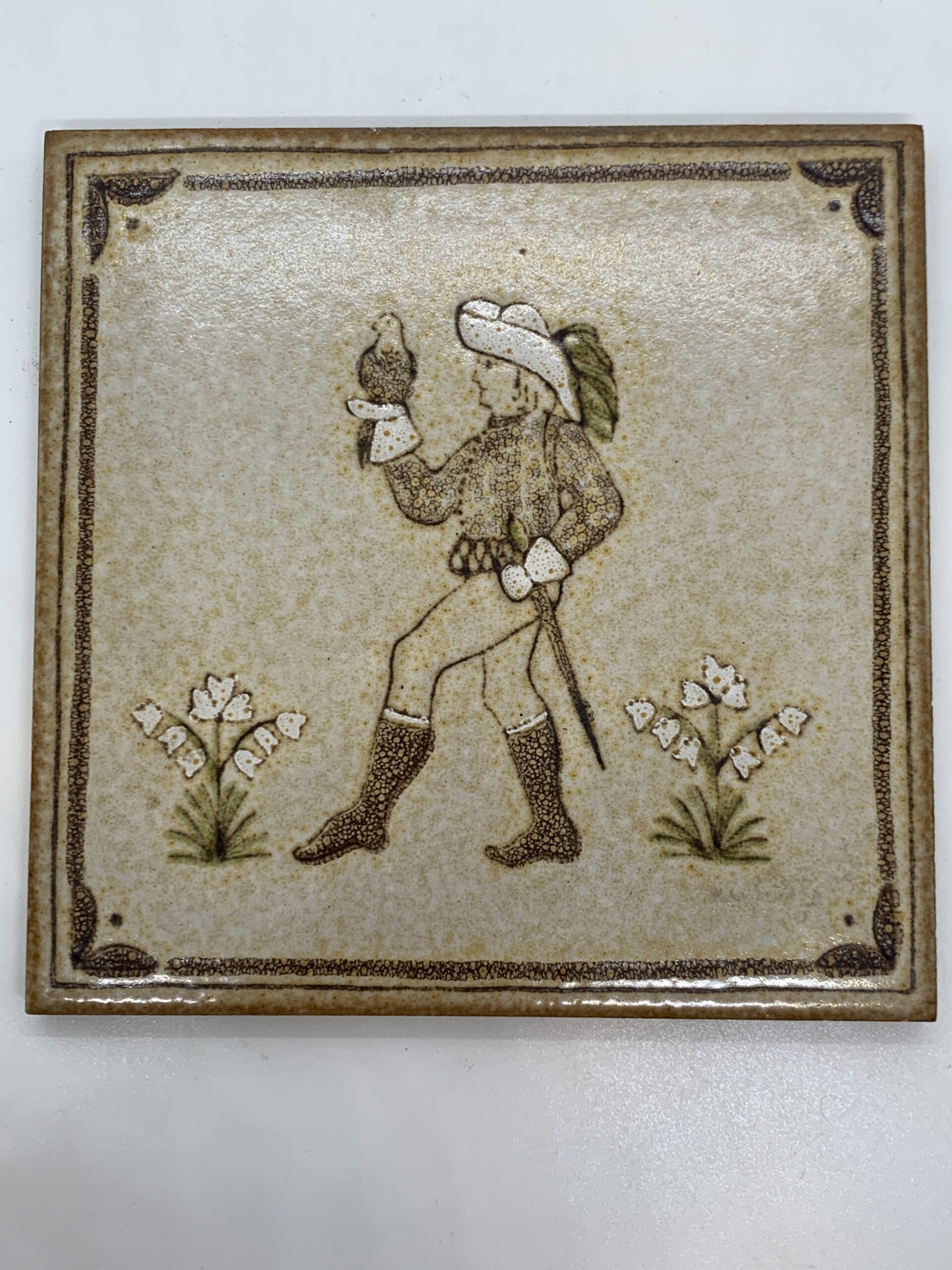 Vintage Italian Piemme Medieval Falconer Square Tile 15cm - Vintage ...
