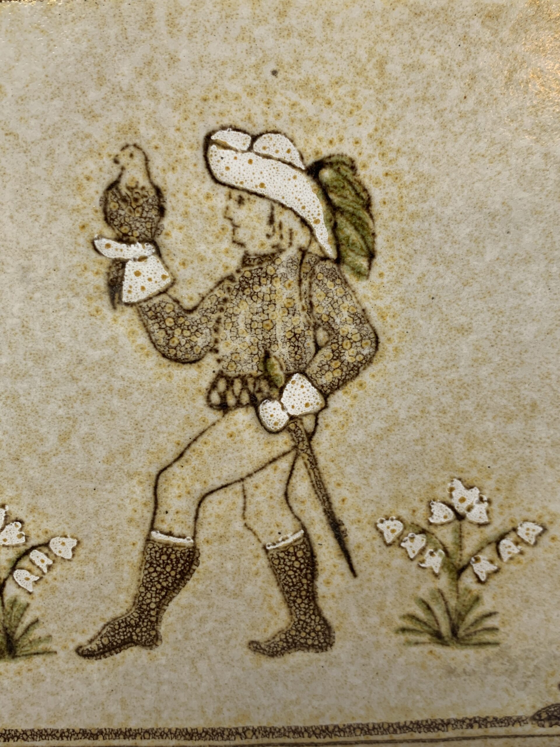 Vintage Italian Piemme Medieval Falconer Square Tile 15cm - Vintage ...