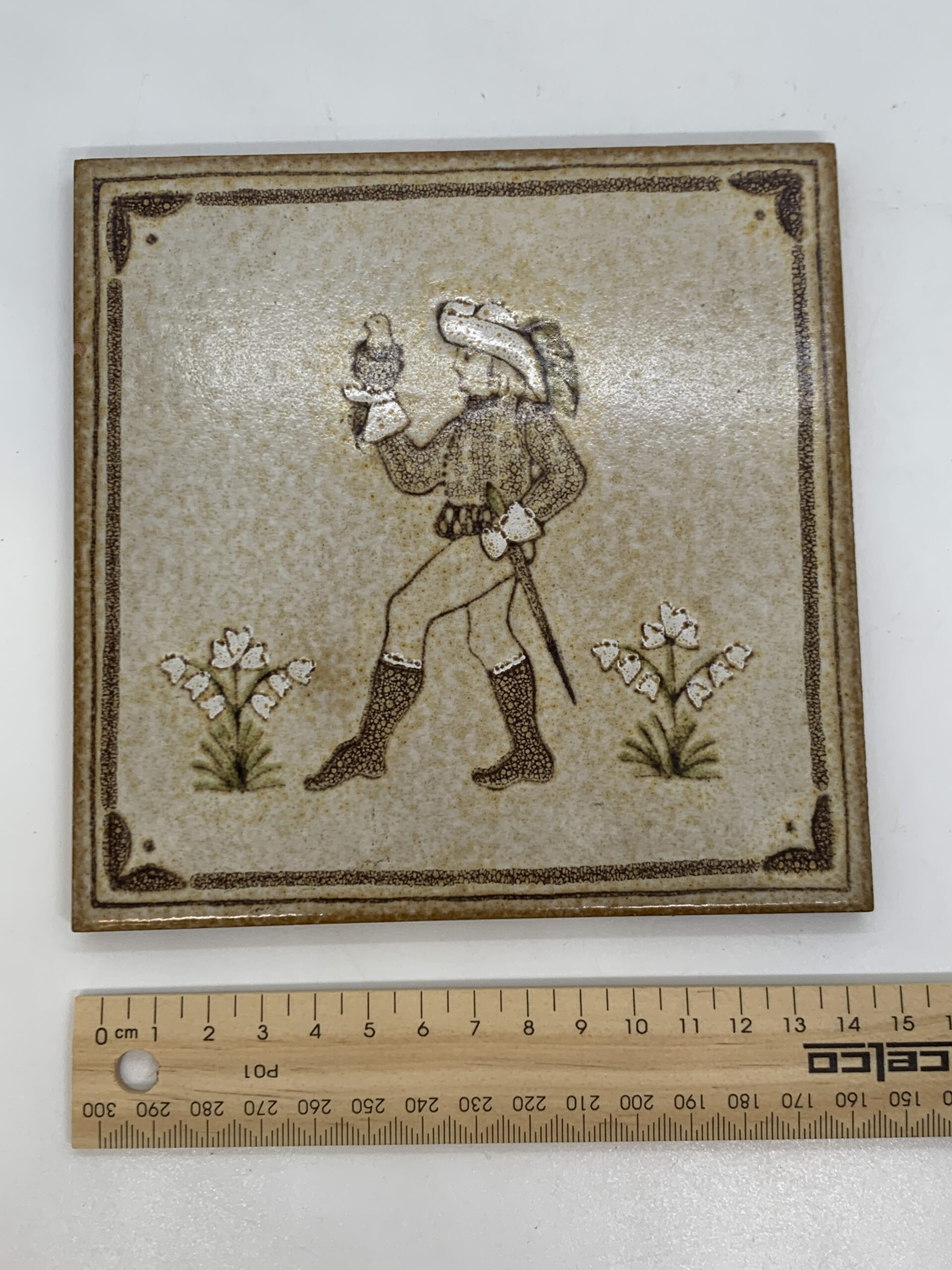 Vintage Italian Piemme Medieval Falconer Square Tile 15cm - Vintage ...