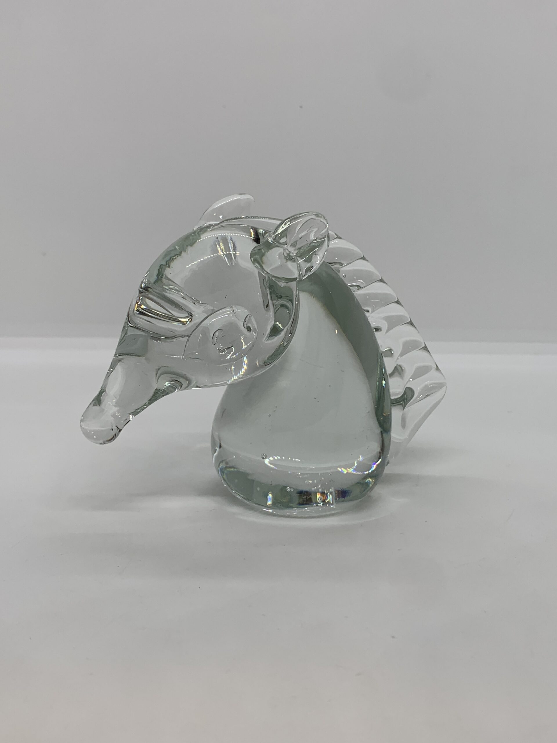 Vintage Clear Glass Horse Head Paperweight 9cm - Vintage Keepsakes
