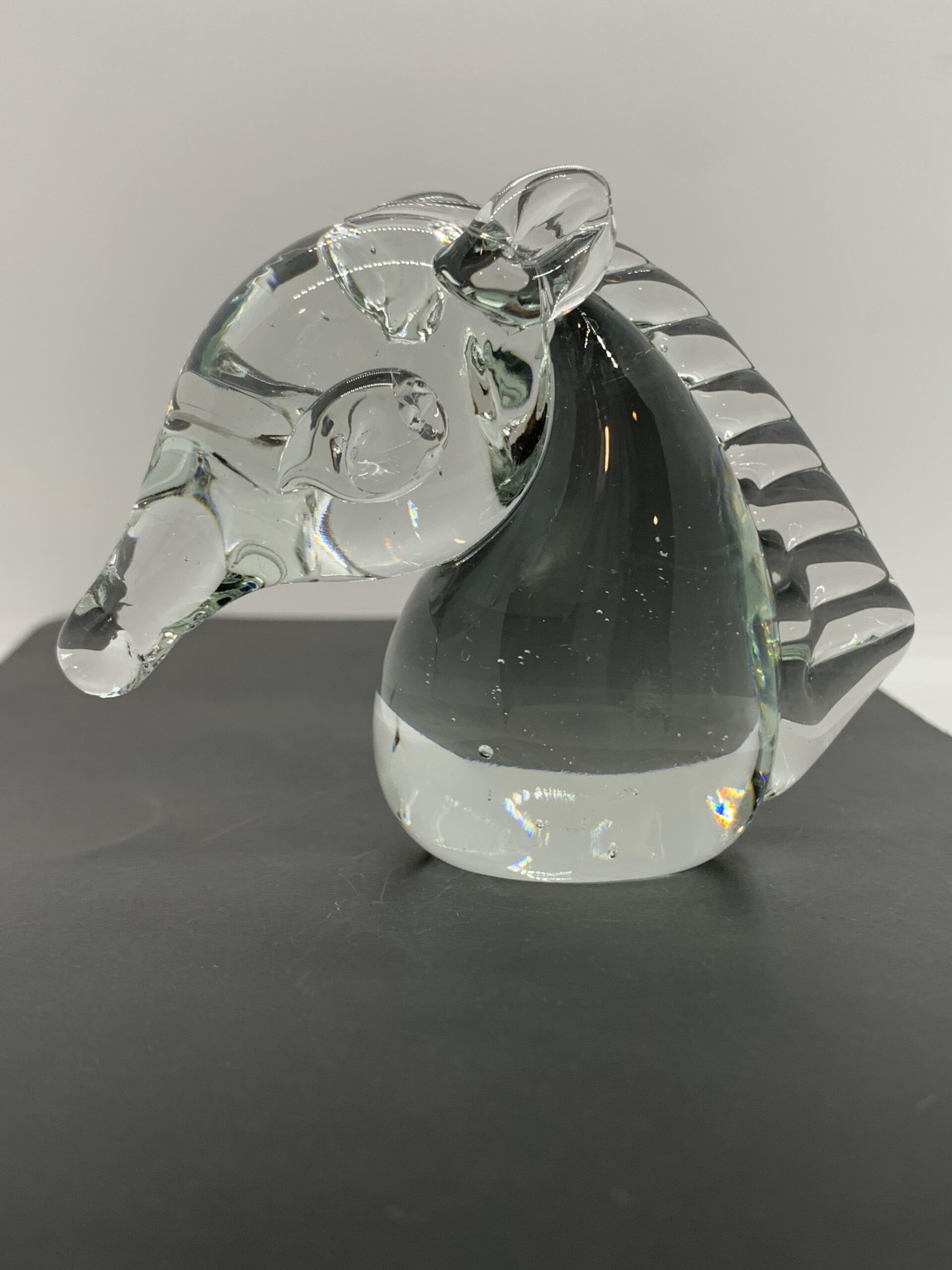 Vintage Clear Glass Horse Head Paperweight 9cm - Vintage Keepsakes