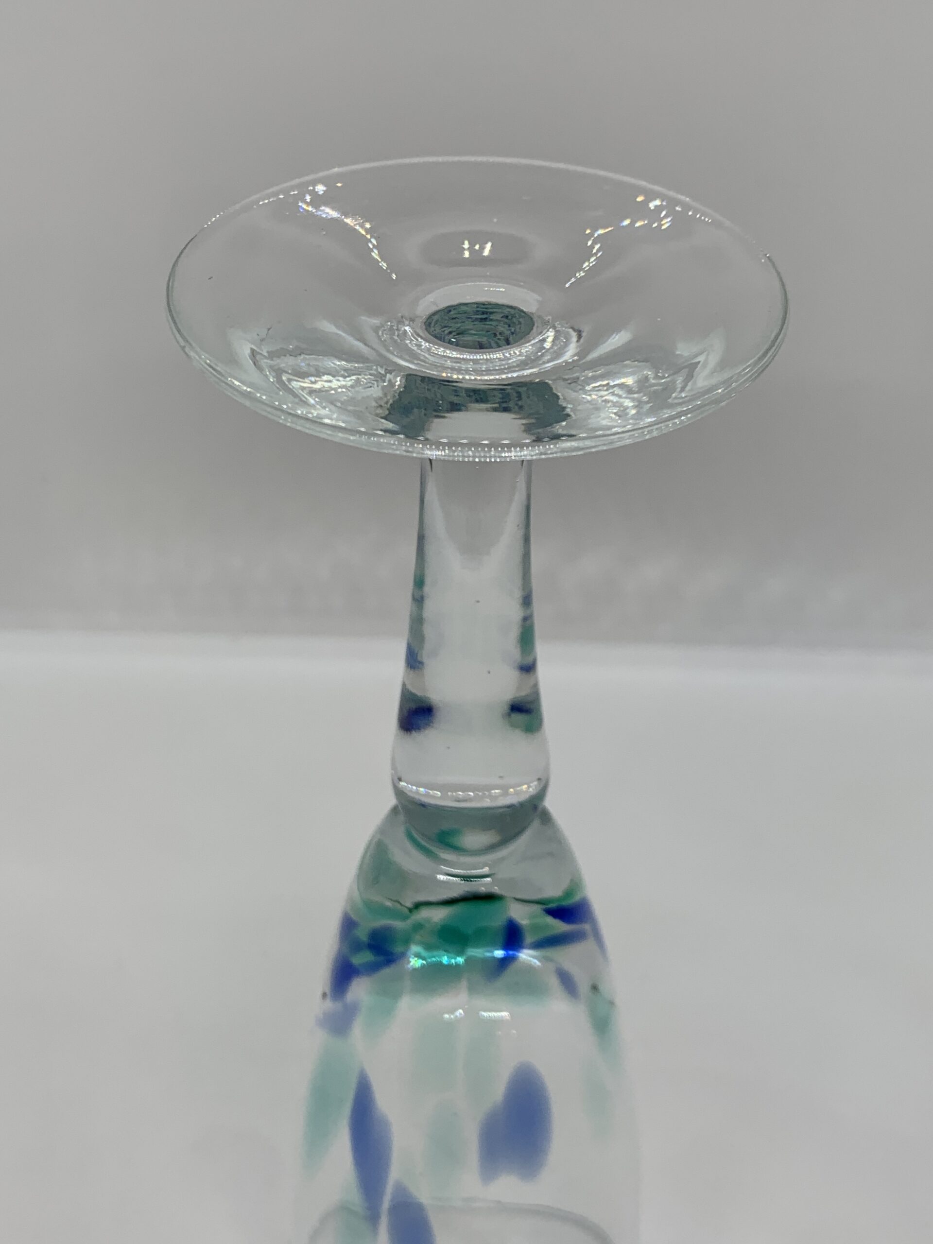 Glass Flute with Blue Splotches 20cm - Vintage Keepsakes
